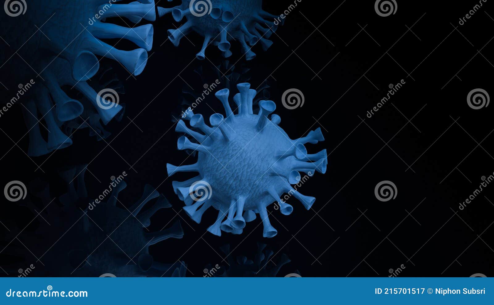 The Blue Virus in Dark Tone for Outbreaks or Medical Content 3d ...