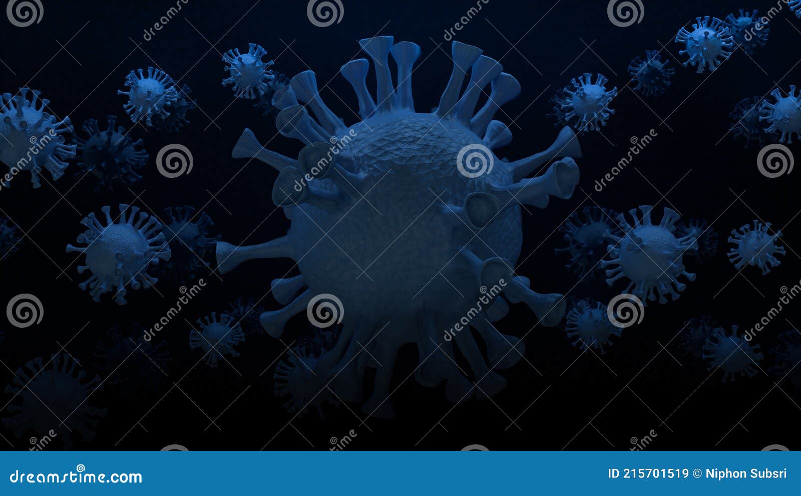 The Blue Virus in Dark Tone for Outbreaks or Medical Content 3d ...