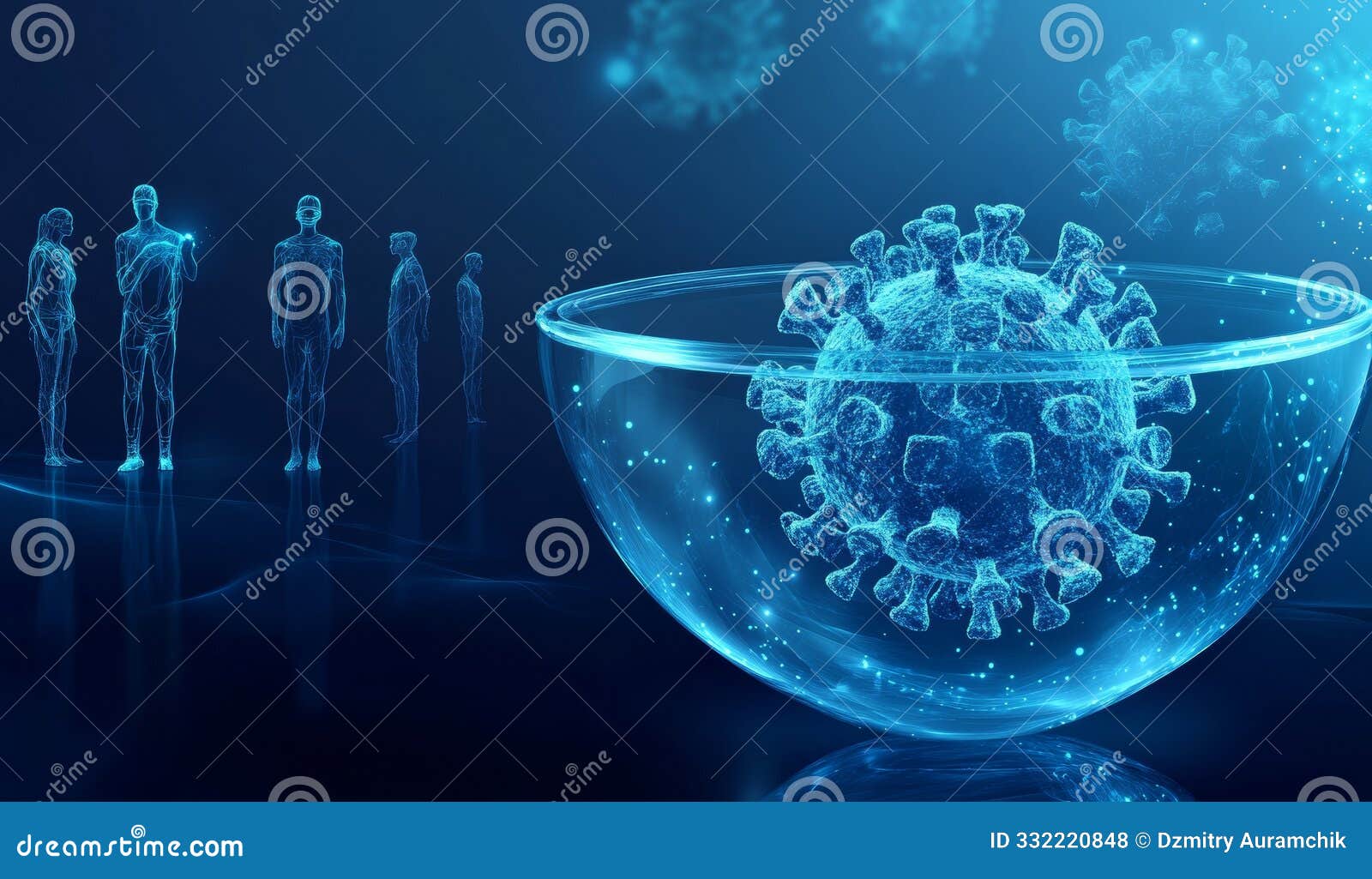 Blue Virus Outside a Transparent Glass Dome. Immune System and Virus ...