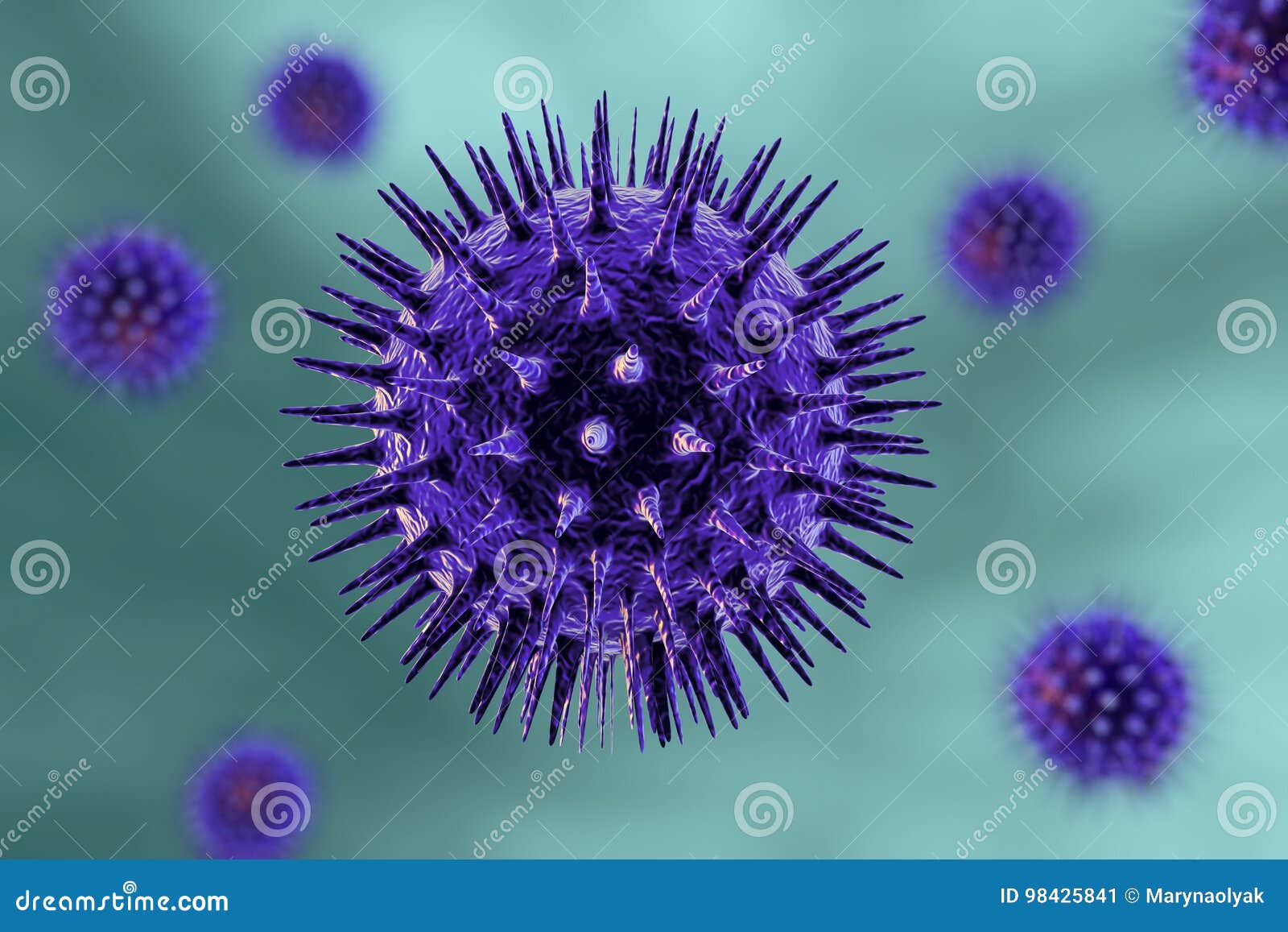 Blue Viruses on Colorful Background Stock Illustration - Illustration ...