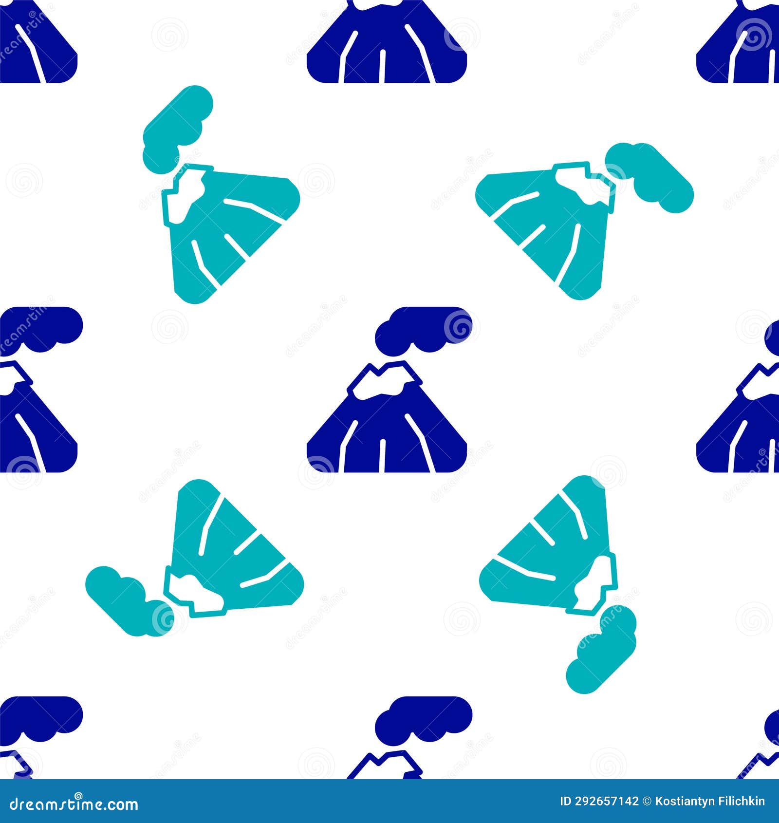 Blue Volcano Icon Isolated Seamless Pattern on White Background. Vector ...