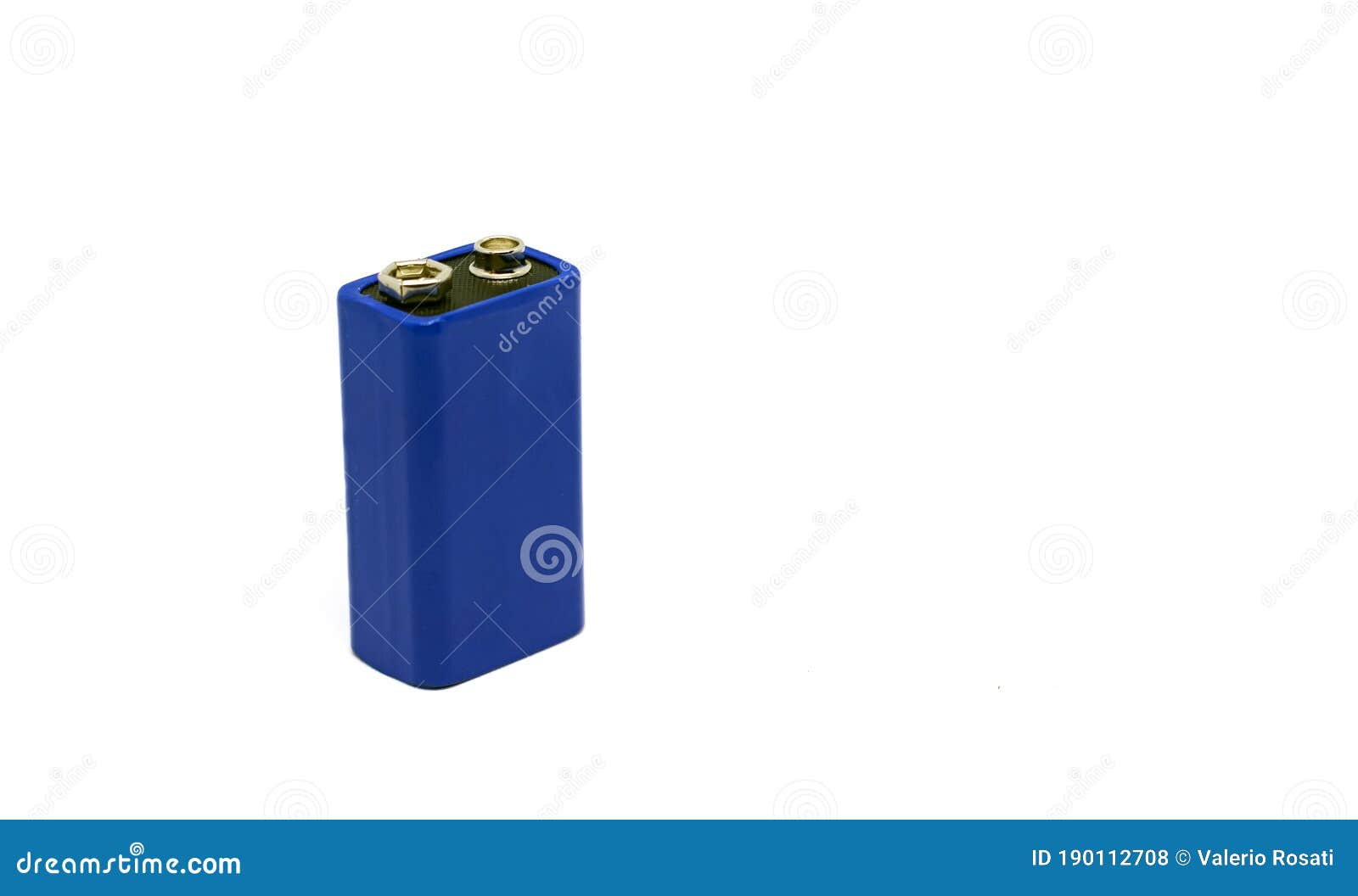 A Blue 9 Volt Battery Isolated on a White Background Stock Photo ...