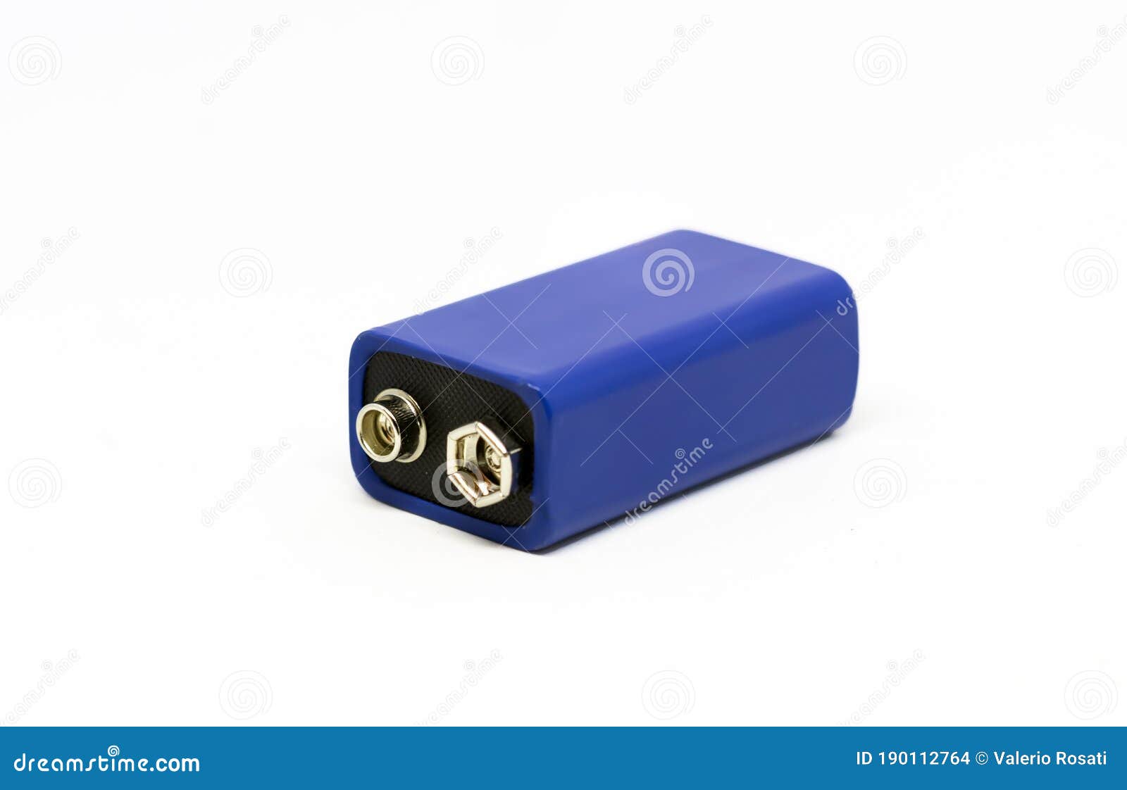 A Blue 9 Volt Battery Isolated on a White Background Stock Photo ...