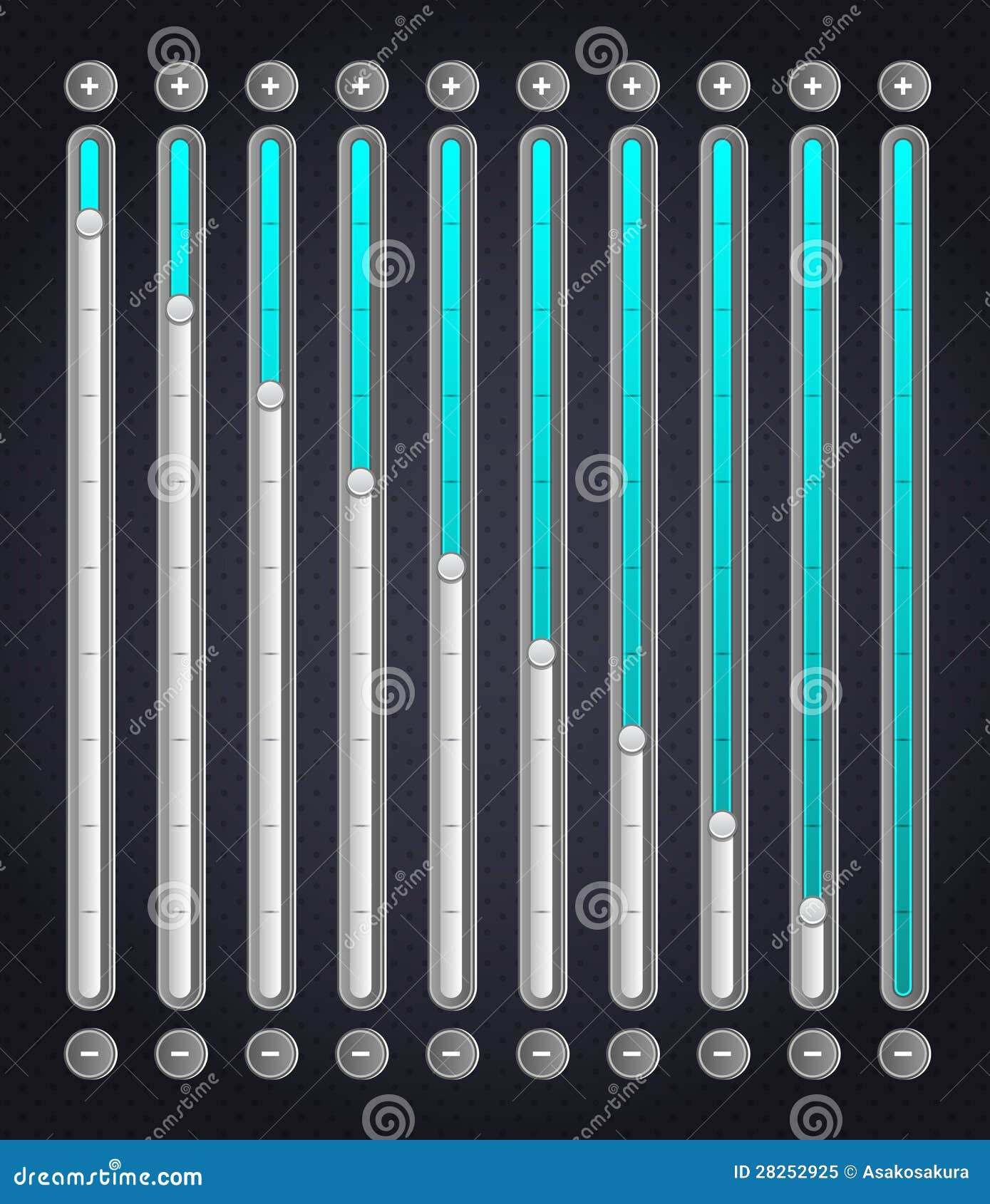 Blue Volume Indicator In Light And Dark Versions. Cartoon Vector ...