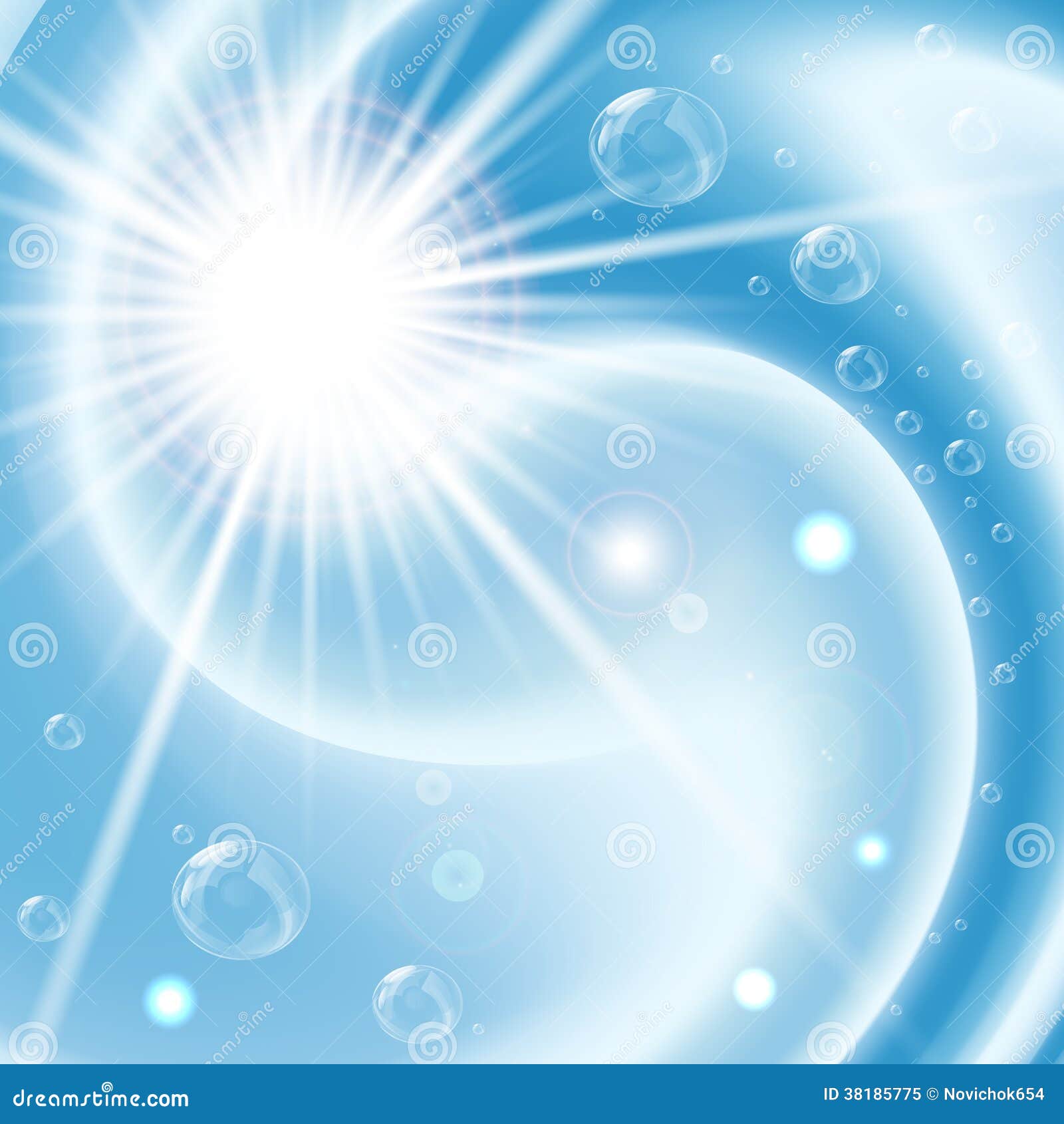 Blue Vortex Background with Bubbles and Flare Stock Vector ...