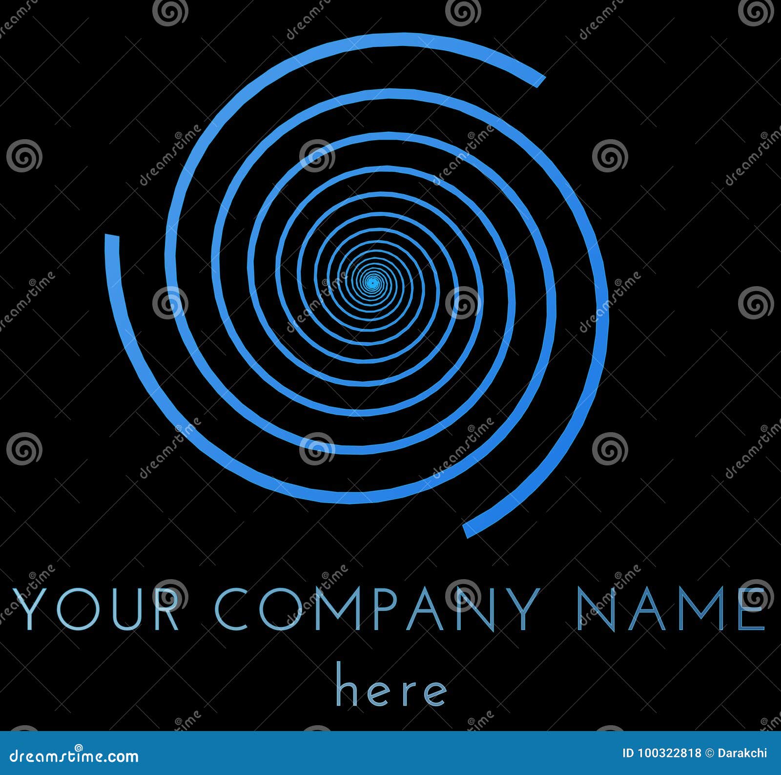 Blue Vortex Logo Template Over Black Background Stock Illustration ...