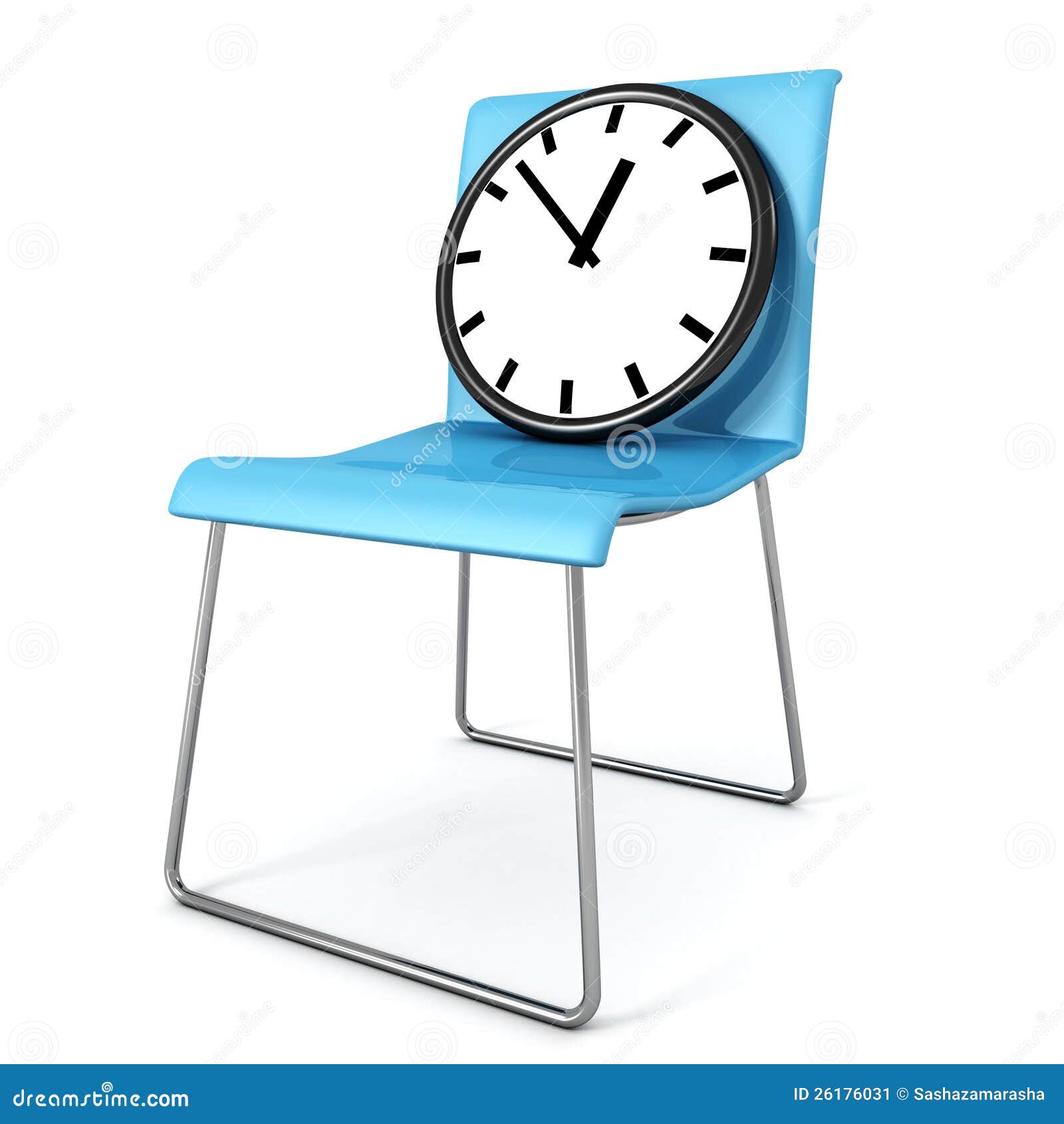 Blue Waiting Chair With Classic Wall Clock On It Royalty-Free Stock ...