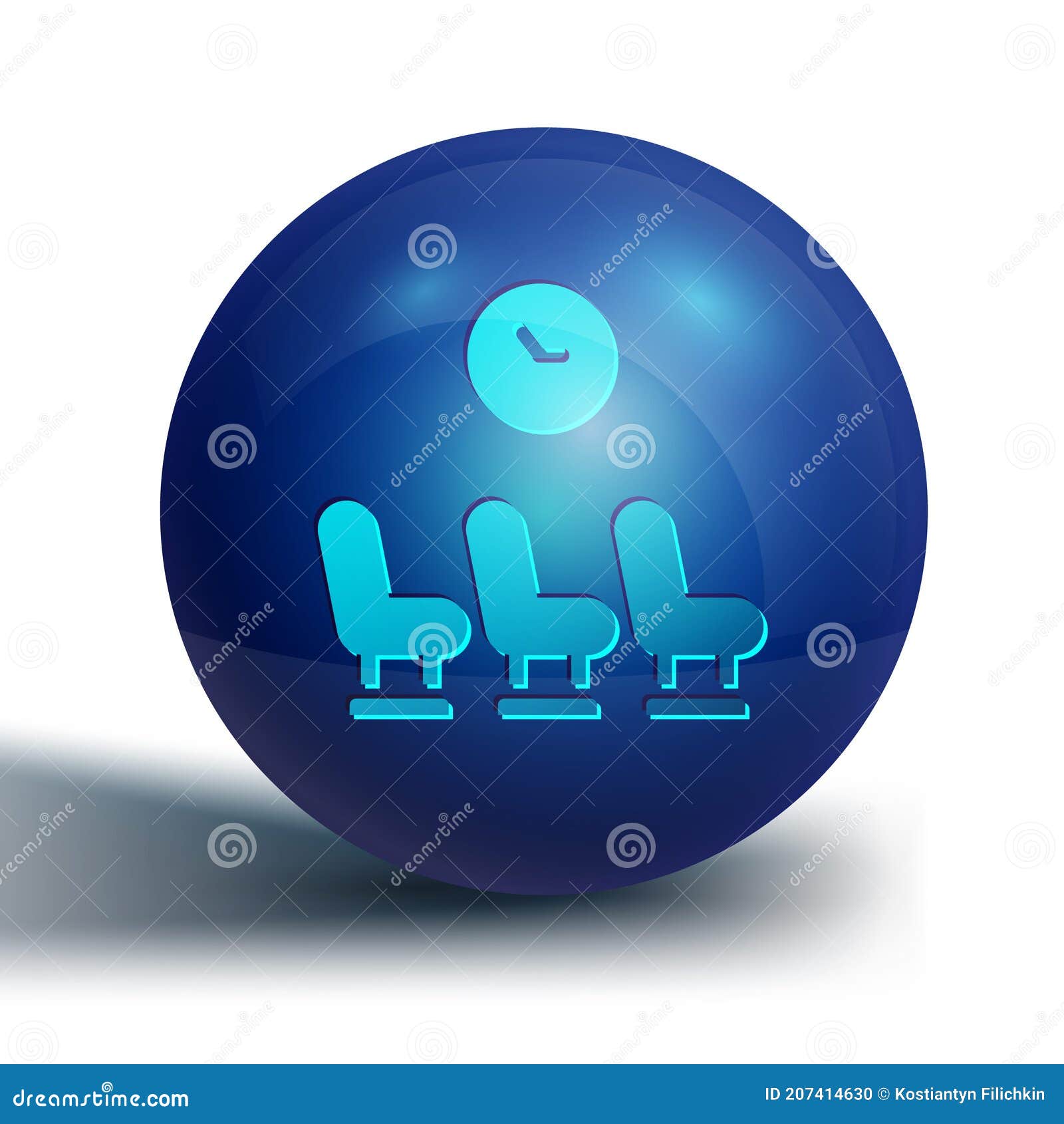 Blue Waiting Room Icon Isolated on White Background. Blue Circle Button ...