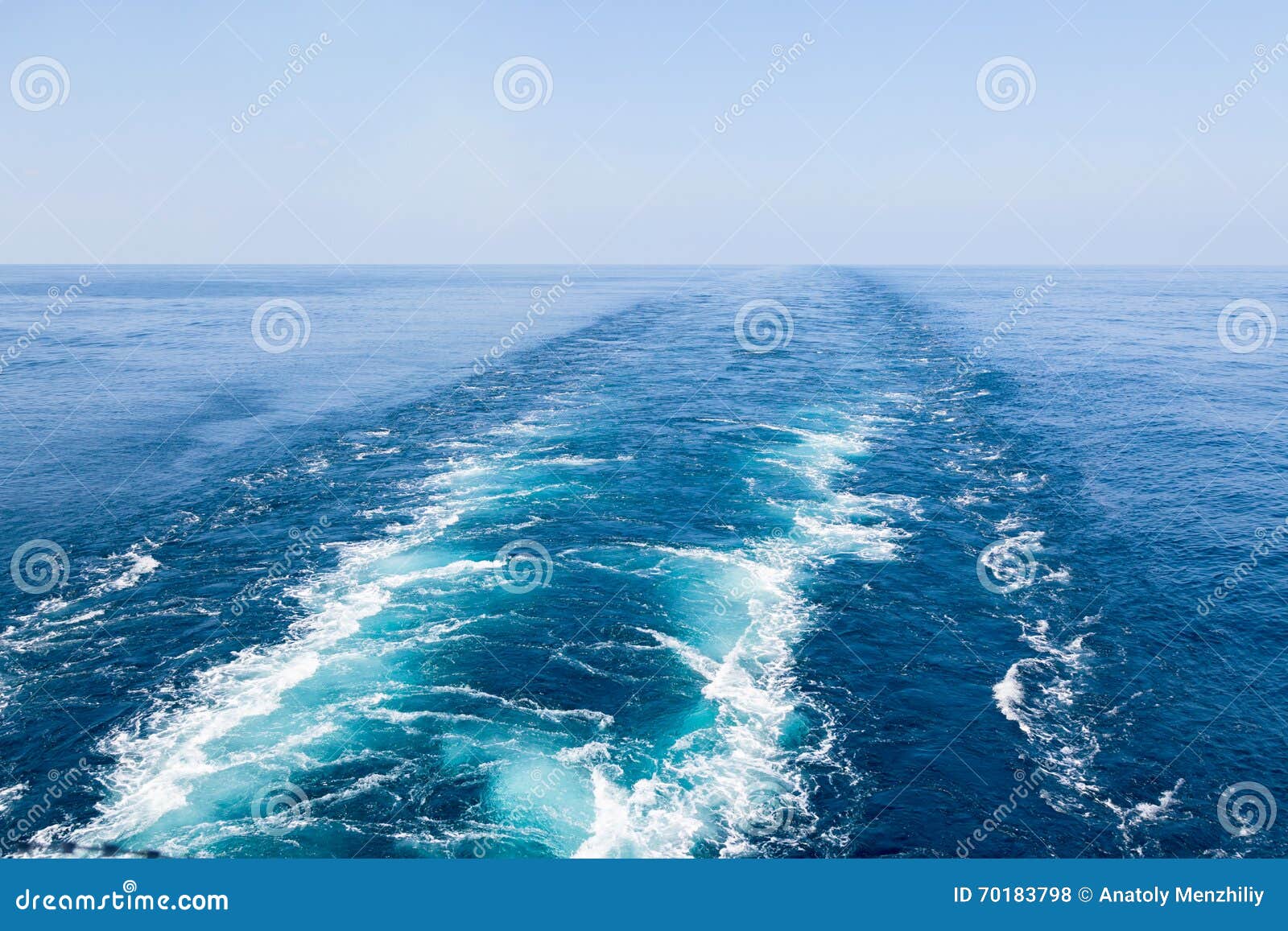 Blue Wake on the Sea Water Surface. Stock Photo - Image of ship ...