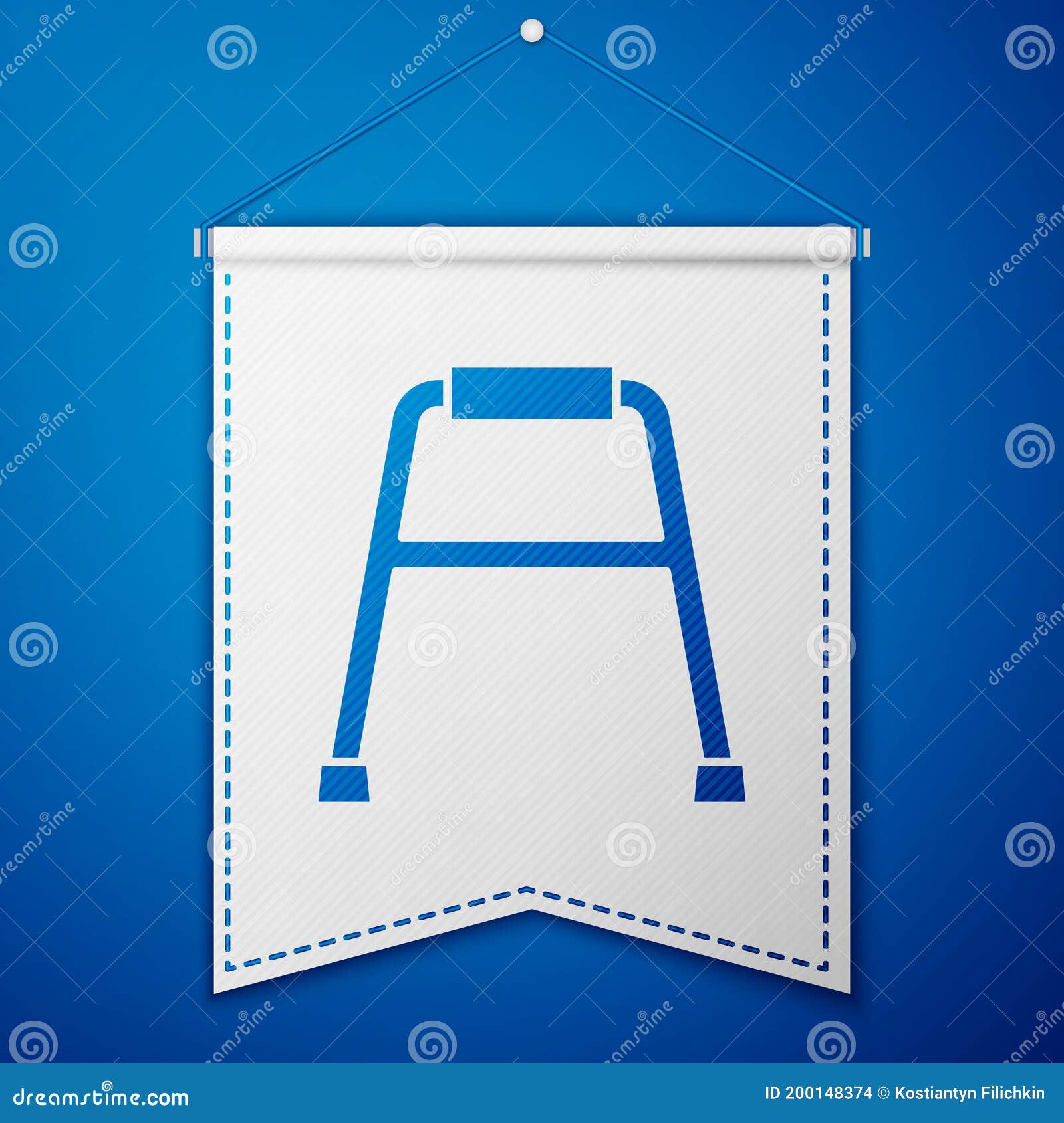 Blue Walker for Disabled Person Icon Isolated on Blue Background. White ...