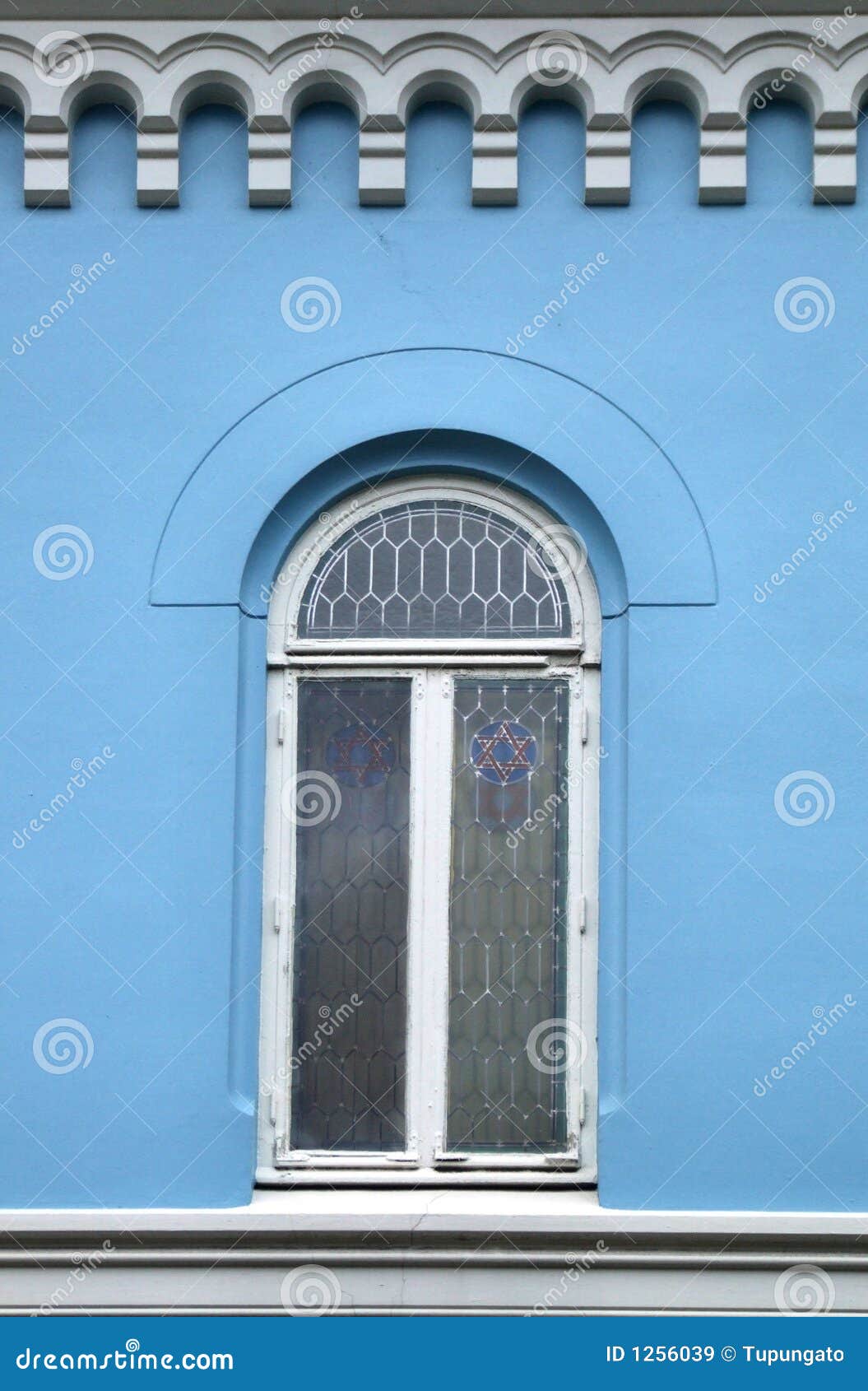 Blue Wall and a Beautiful Window Stock Image - Image of column, retro ...