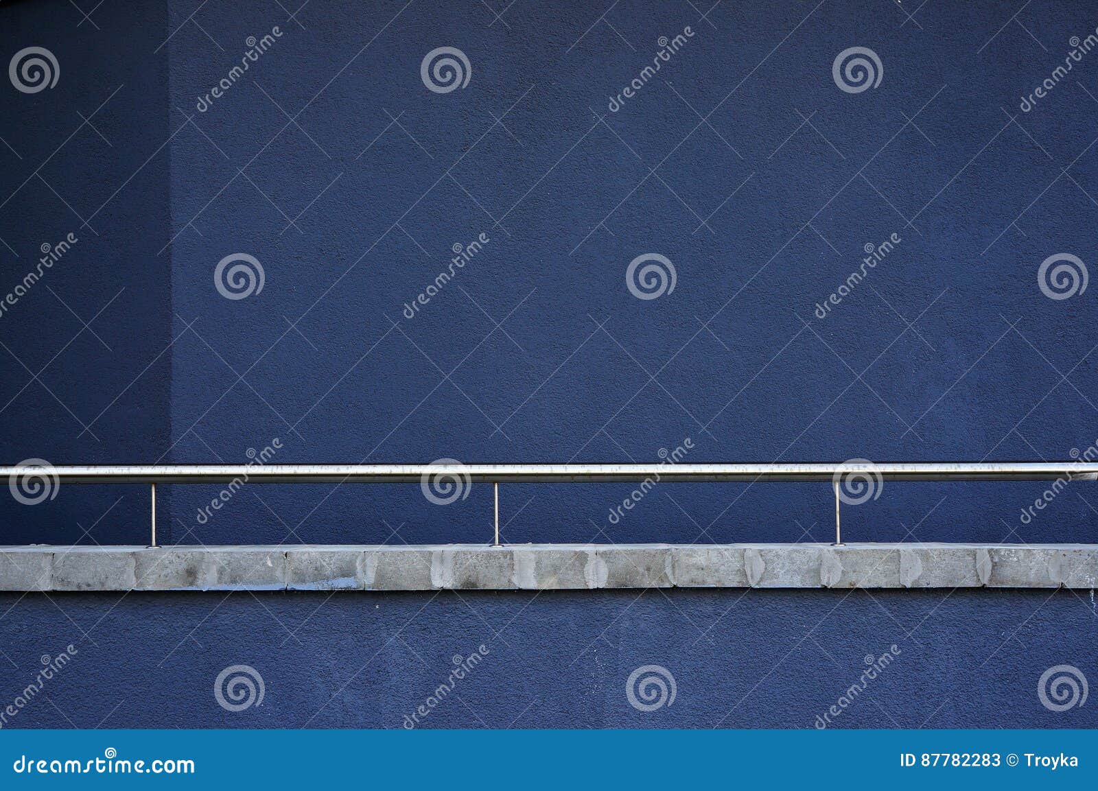 Blue Wall and Metal Railing. Architectural Background. Stock Image ...