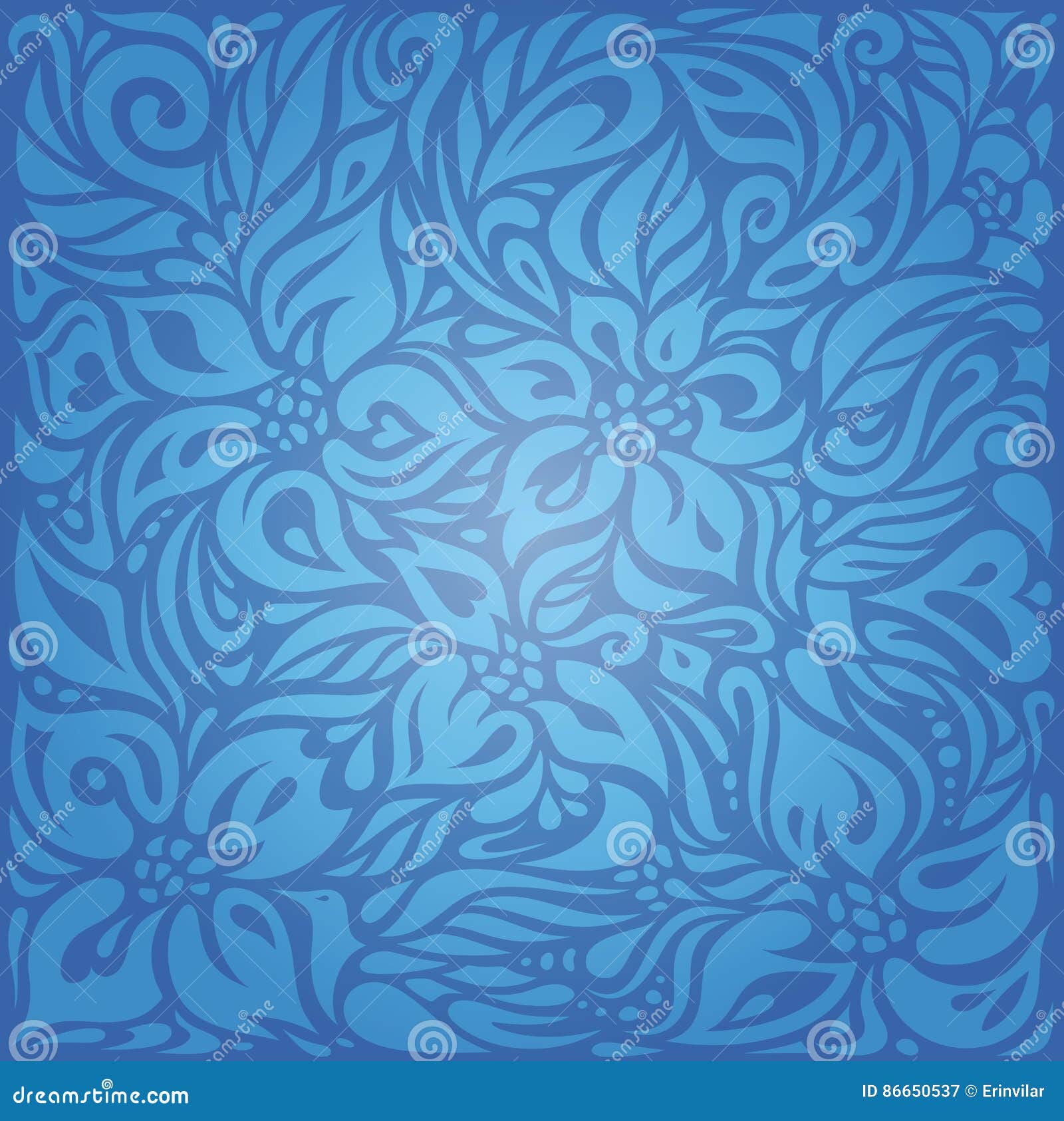 Blue Wallpaper Background Design with Decorative Flowers Stock Vector ...