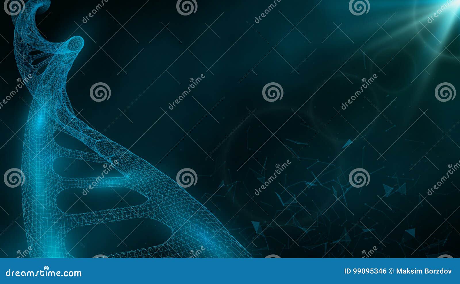 Blue Wallpaper or Banner with a DNA Molecules of Polygons Stock Vector ...