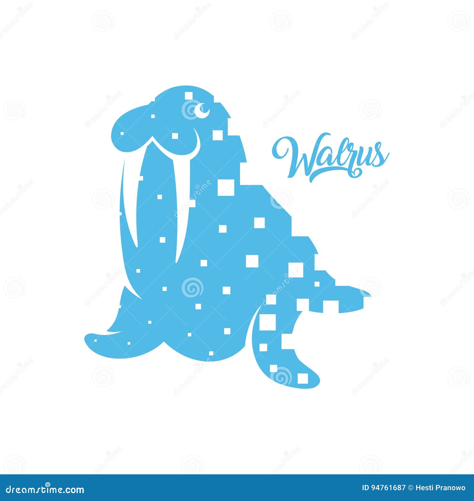 Walrus Pixel Art Cartoon Isolated. Pixelated Sea Cow. Vector ...