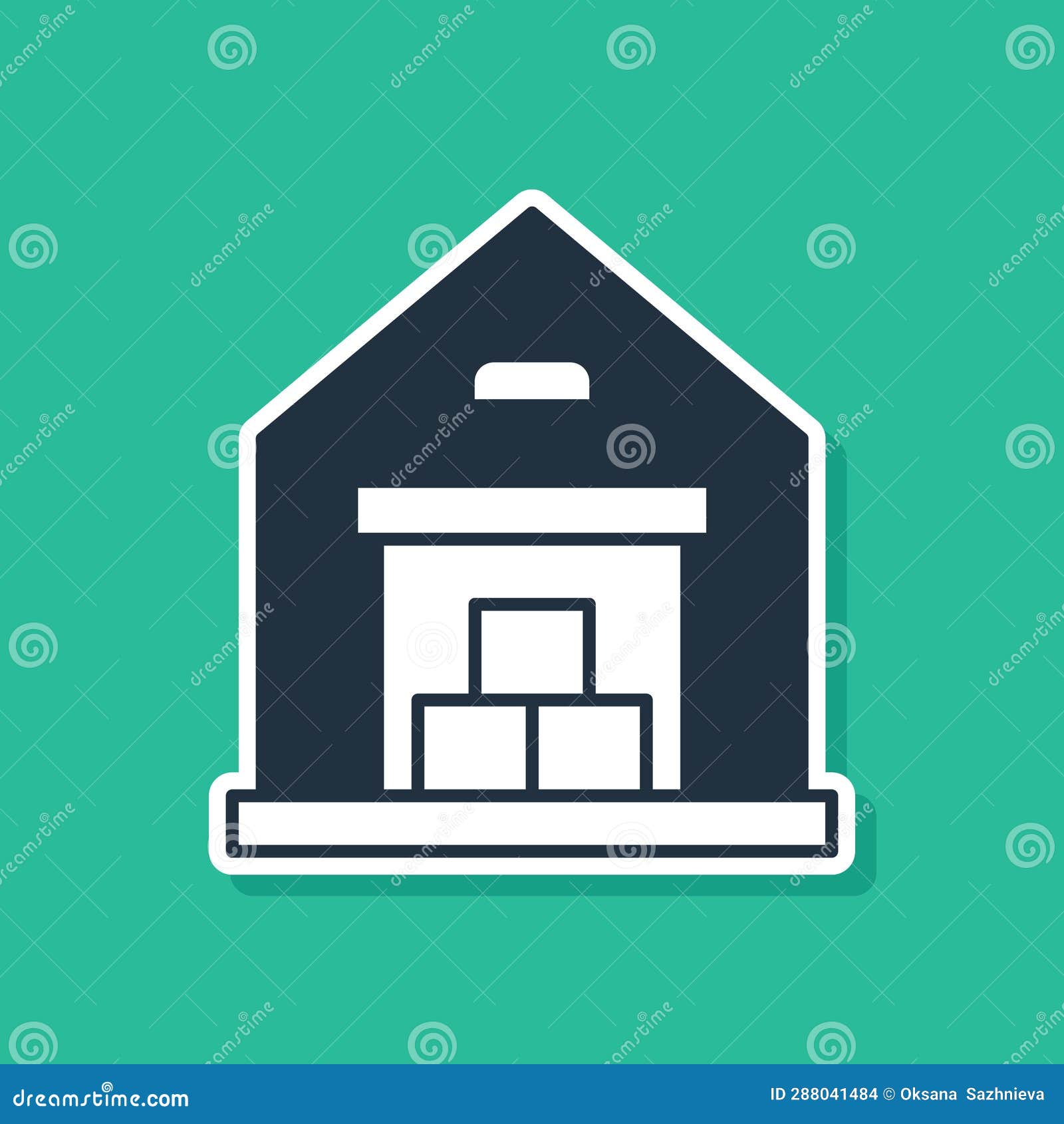 Blue Warehouse Icon Isolated on Green Background. Vector Stock Vector ...