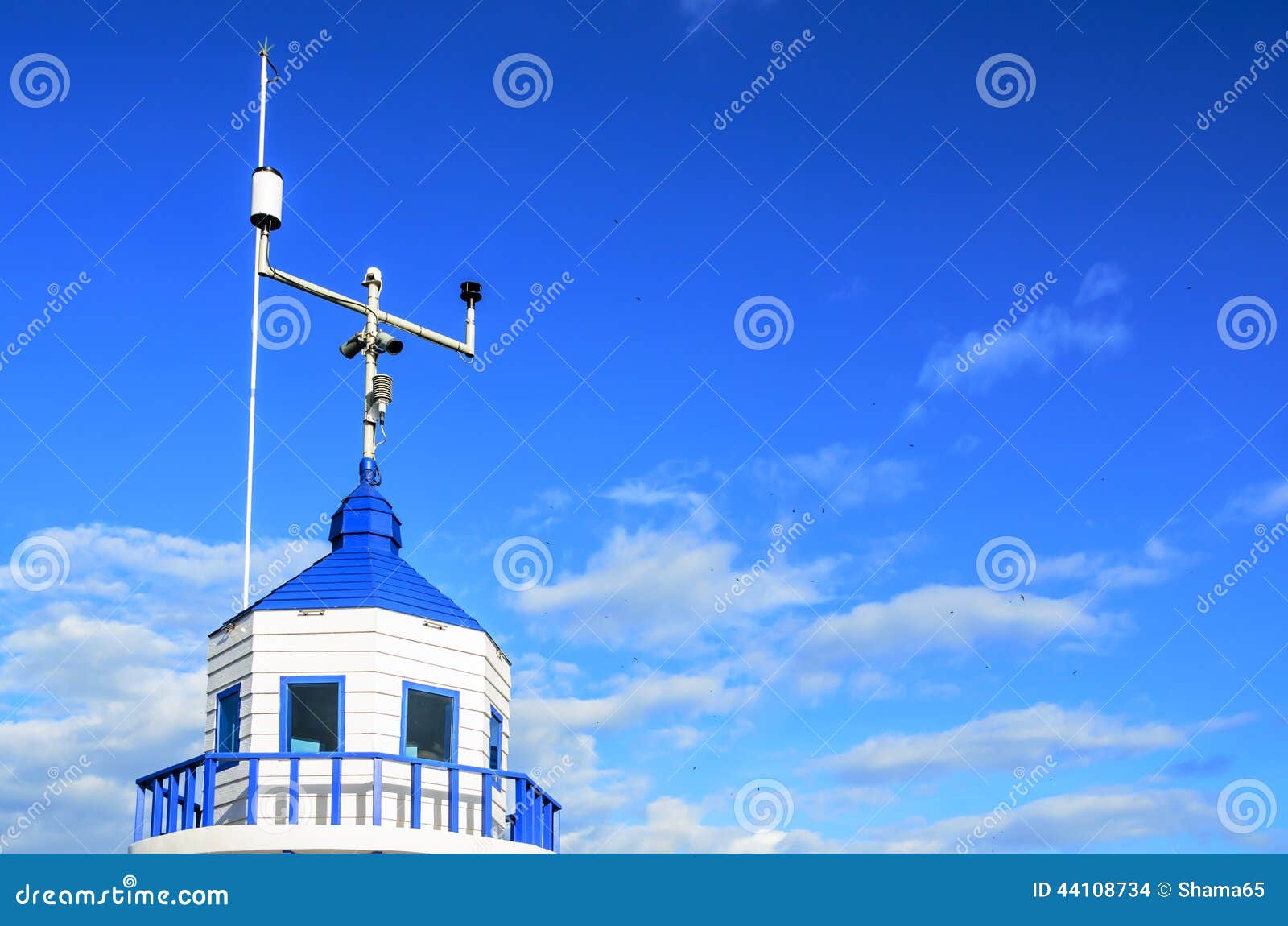 Blue warning tower stock photo. Image of cloud, measuring - 44108734