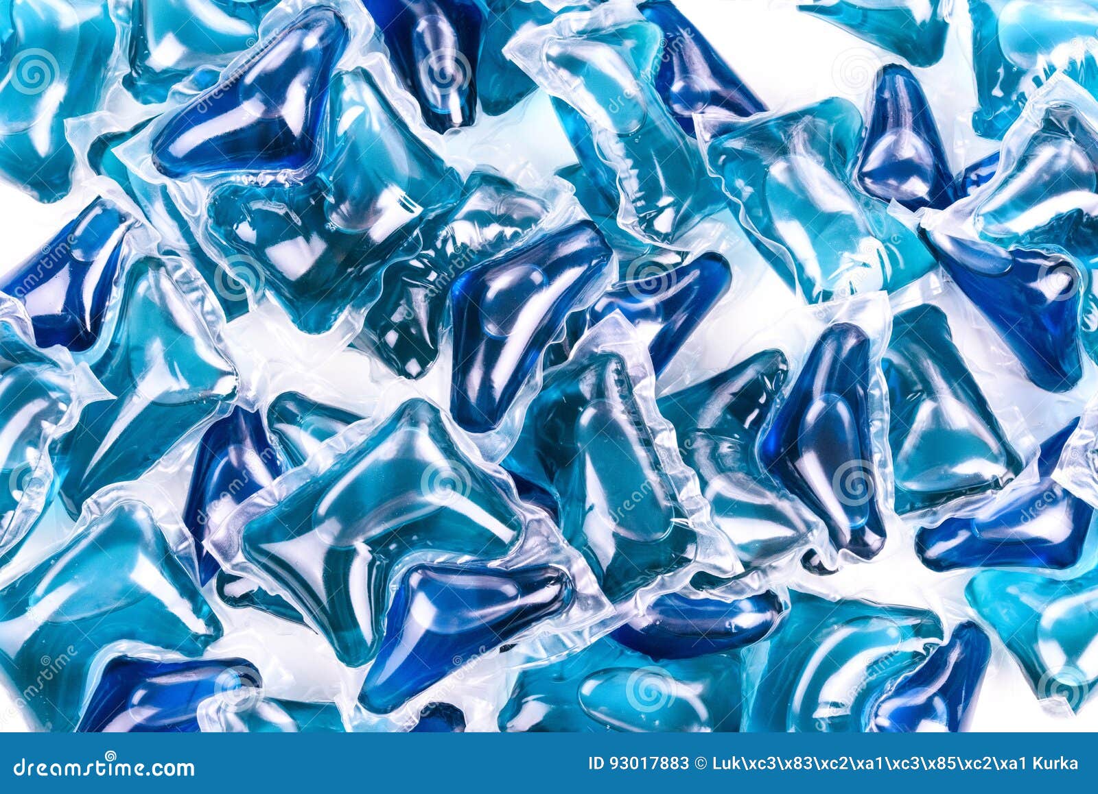 Blue Washing Capsules on White Background, Close Up Stock Image - Image ...