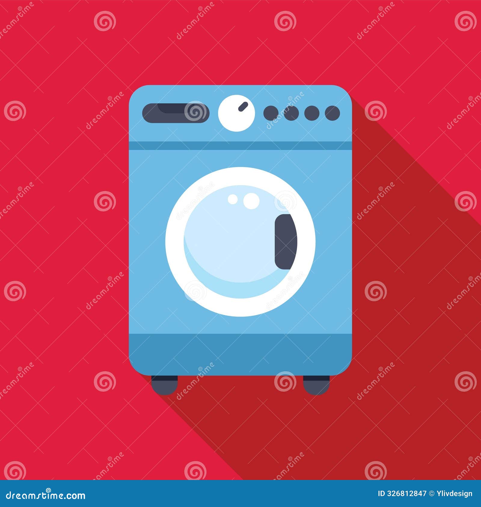 Blue Washing Machine Standing on Red Background is Waiting for Laundry ...