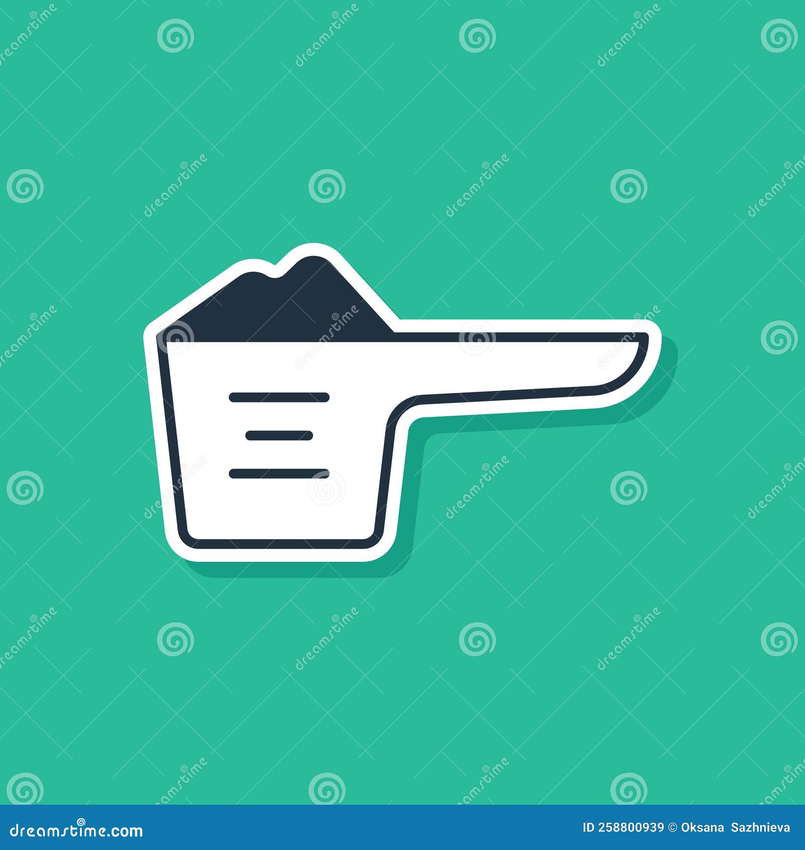 Blue Washing Powder in a Measuring Cup Icon Isolated on Green ...