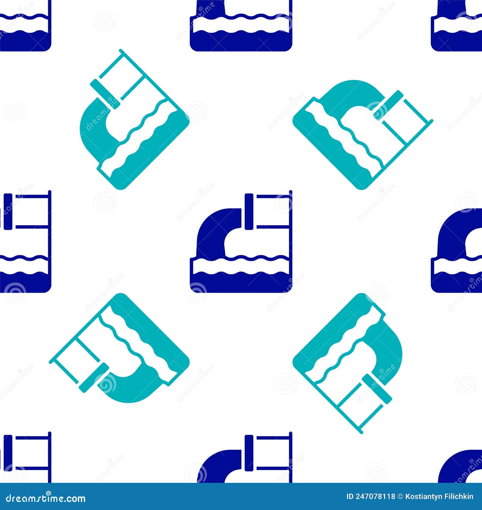 Blue Wastewater Icon Isolated Seamless Pattern on White Background ...