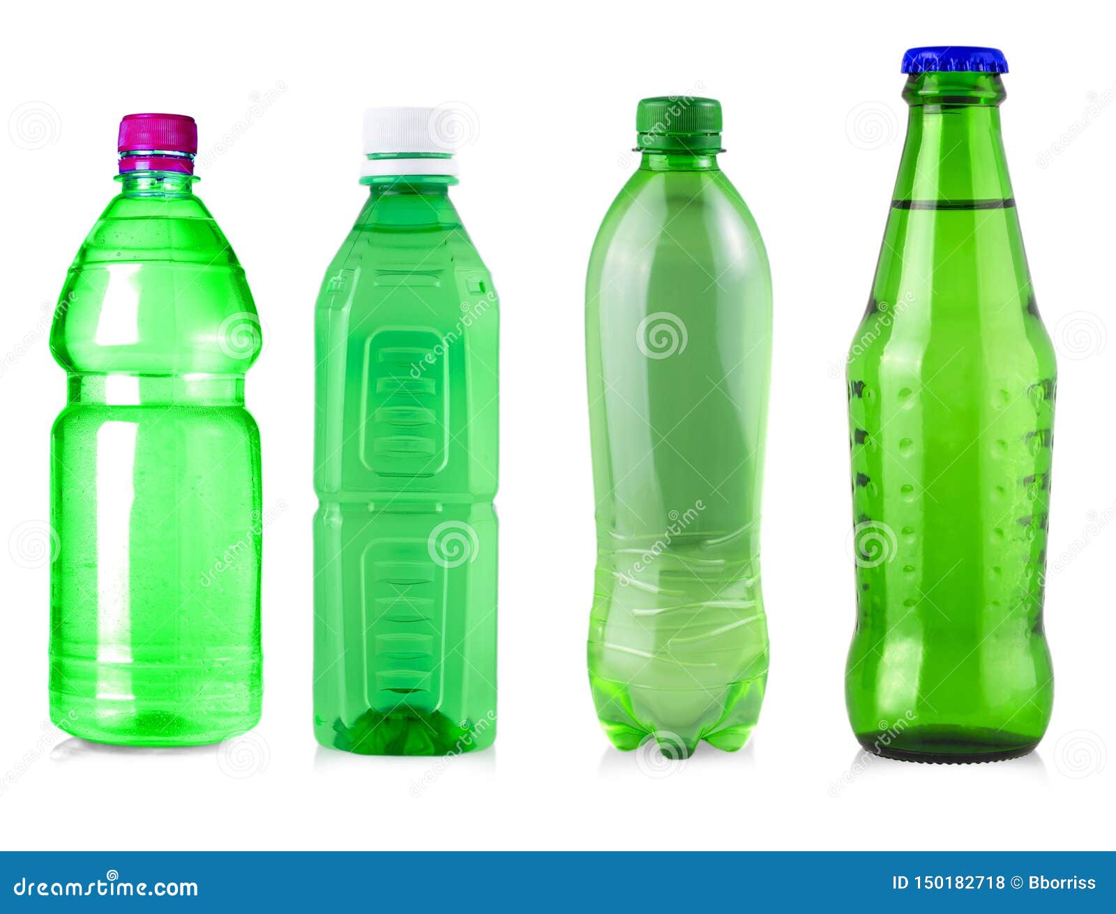 Blue Water Bottle with White Cap Isolated on White Stock Photo - Image ...