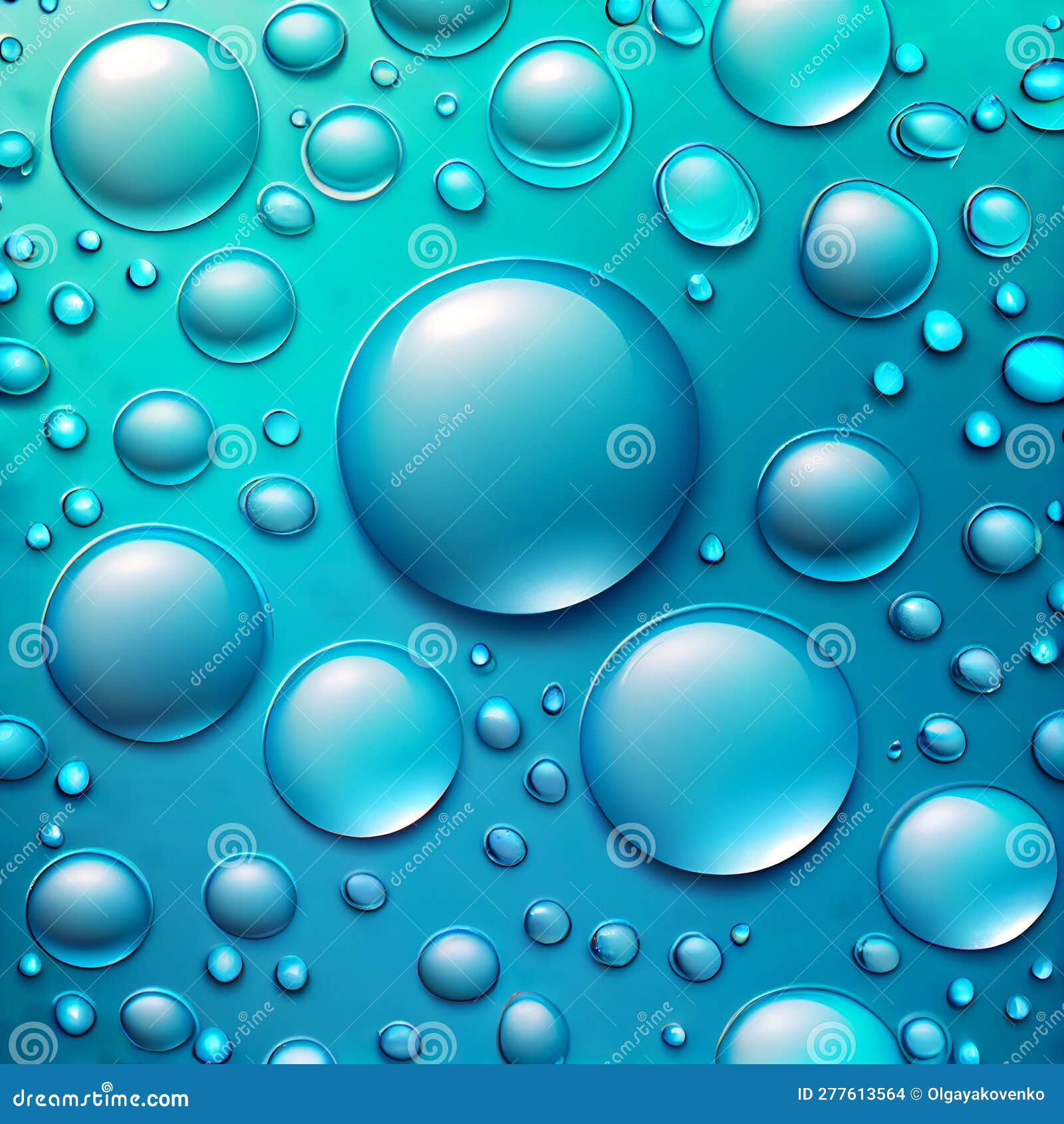 Blue Water Bubbles, Drops Background, Digital Illustration, Ai ...