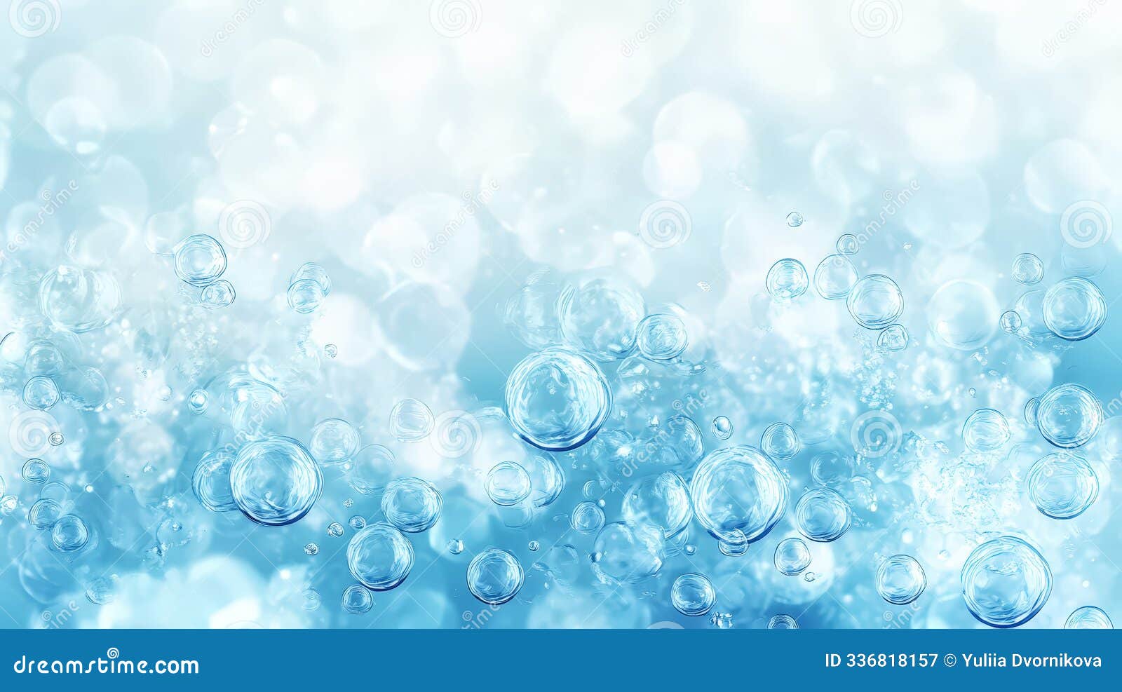 Blue Water Bubbles and Splashes on Clean Background, Aesthetic Mockup ...