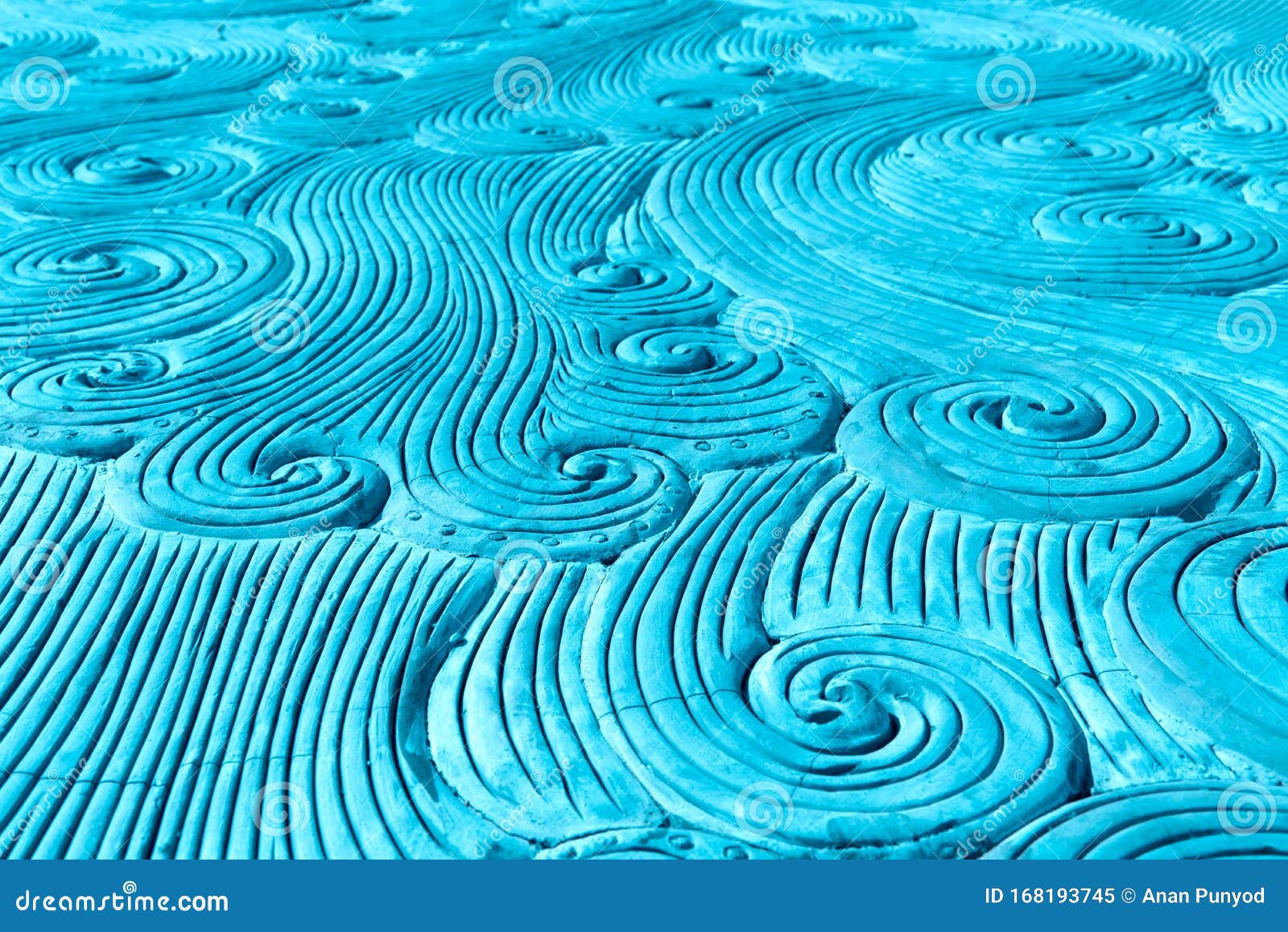 Blue Water Curve Wave Pattern Cement Floor Art Style Stock Image ...