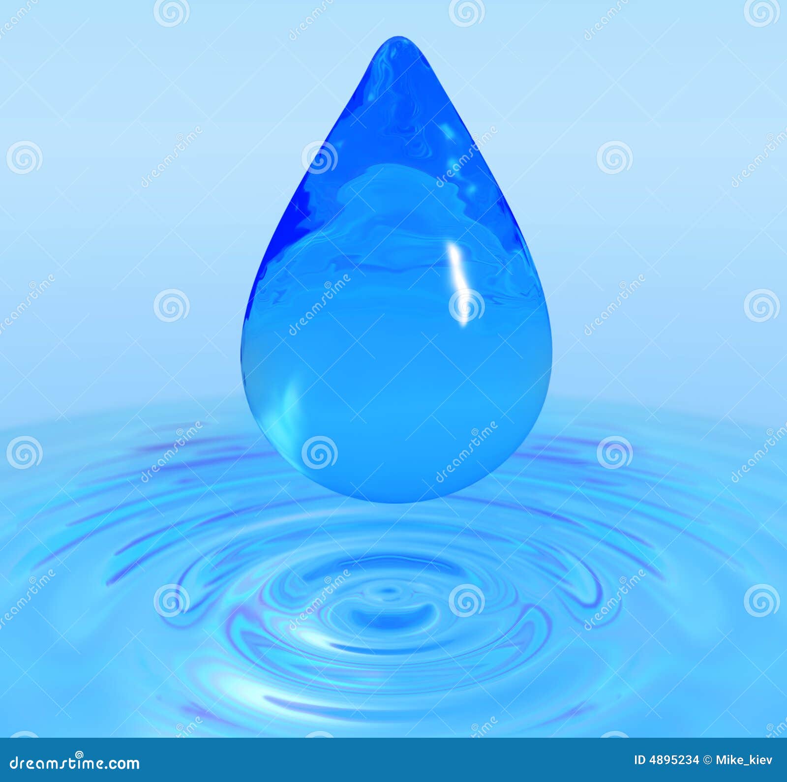Blue water drop stock illustration. Illustration of drop - 4895234