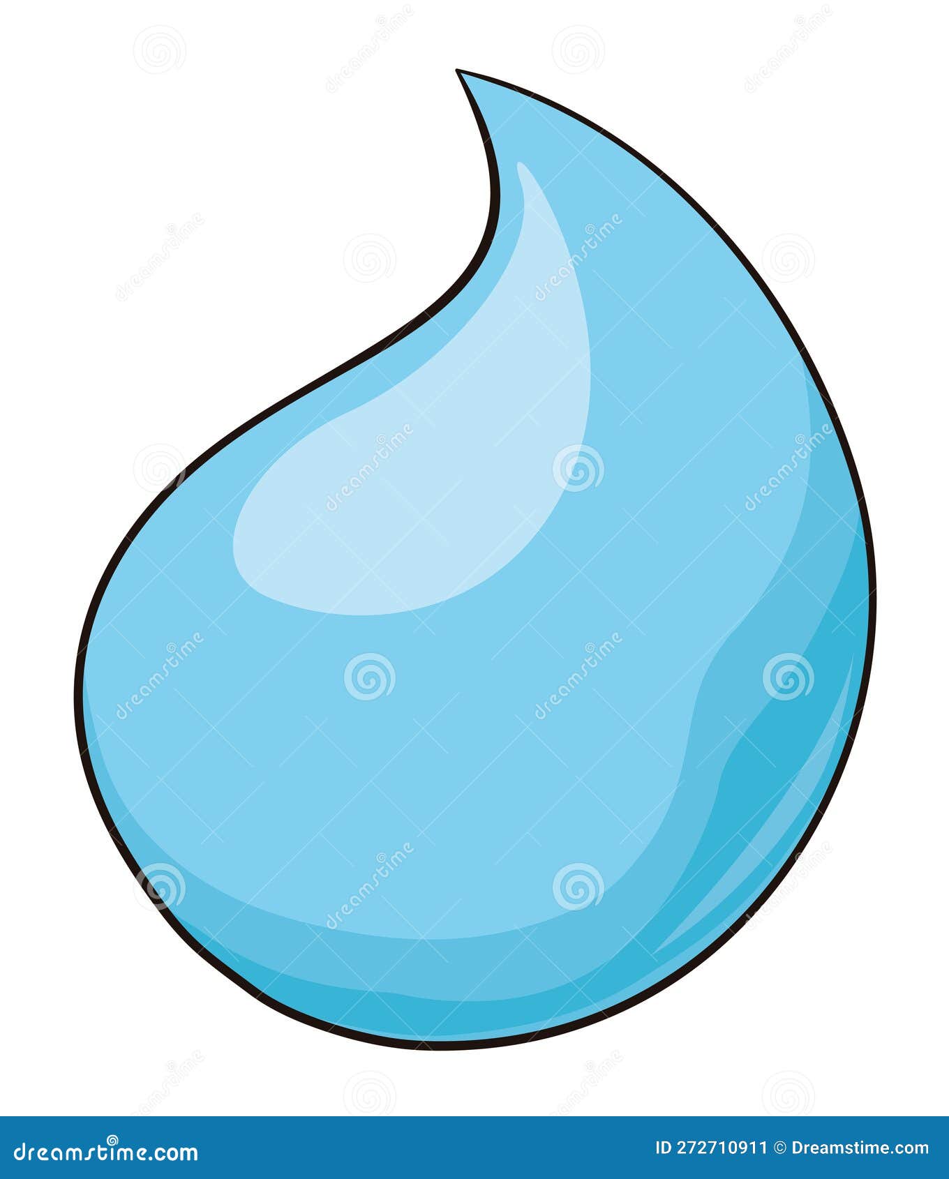 Blue Water Drop in Cartoon Style Over White Background, Vector ...