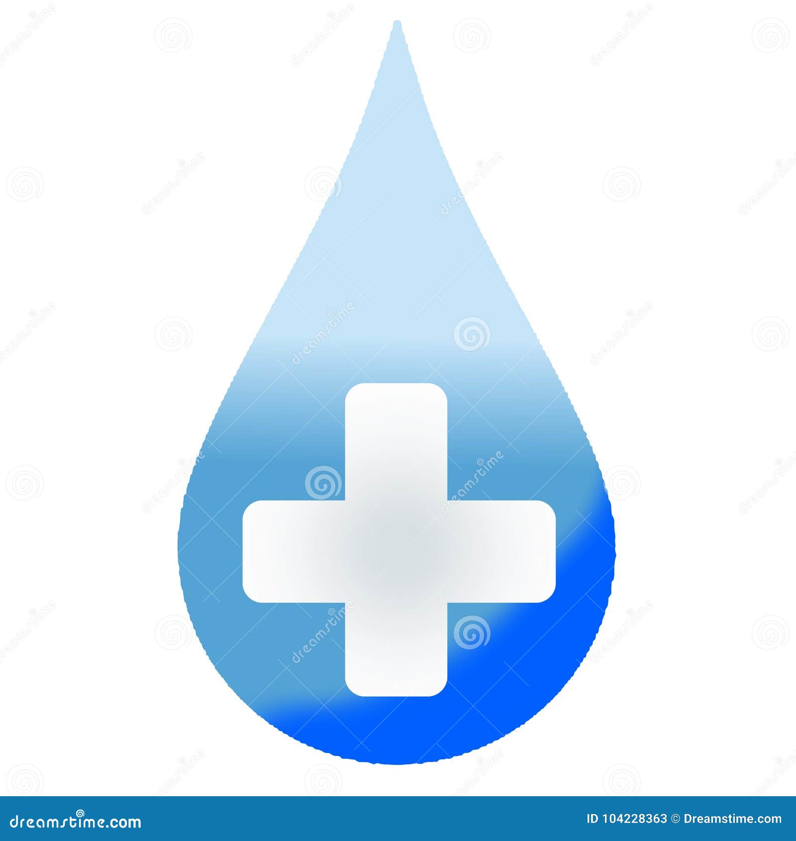 Blue Water Drop with Grey and White Plus Sign Stock Illustration ...