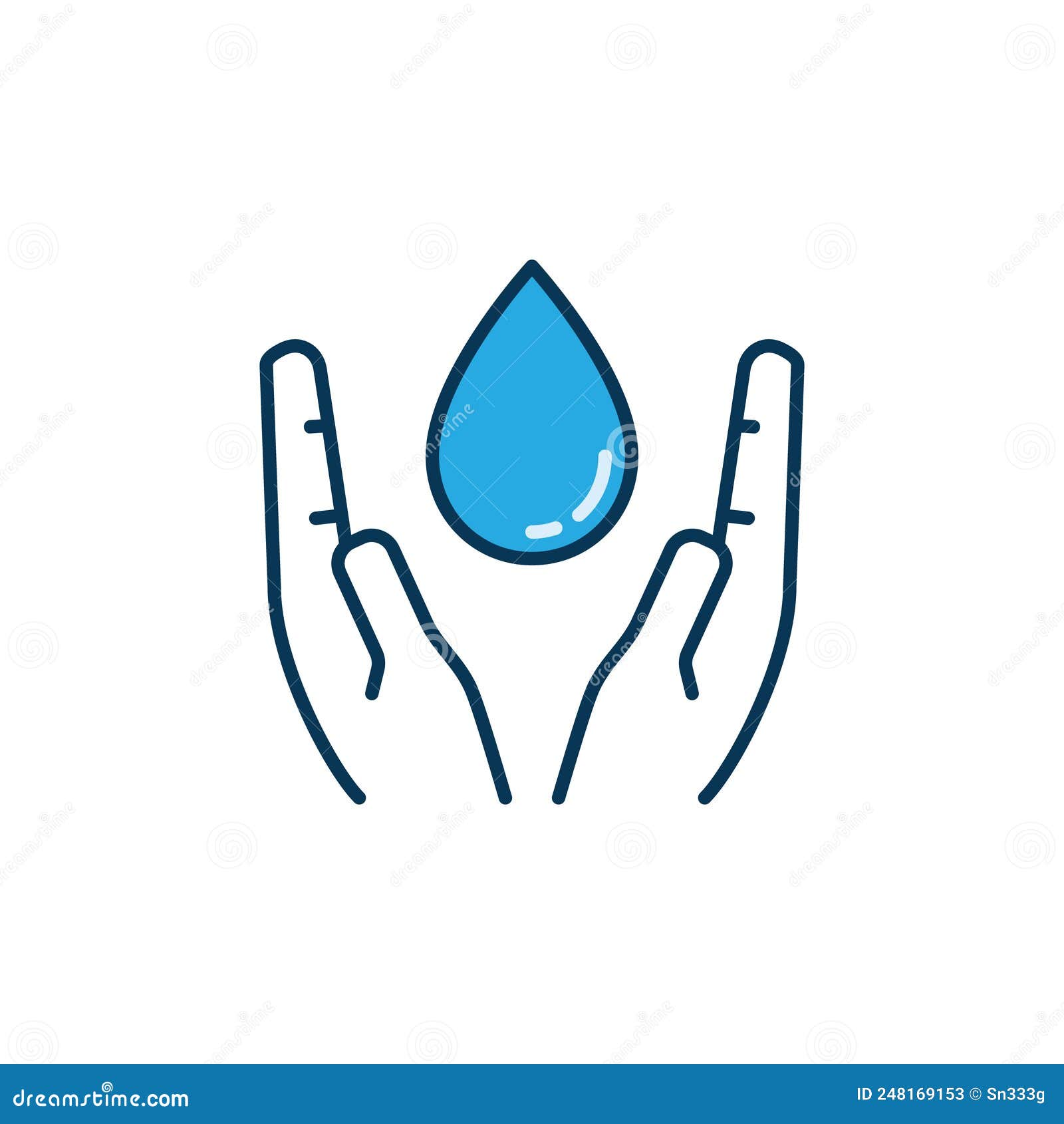 Blue Water Drop in Hands Vector Colored Icon Stock Vector ...