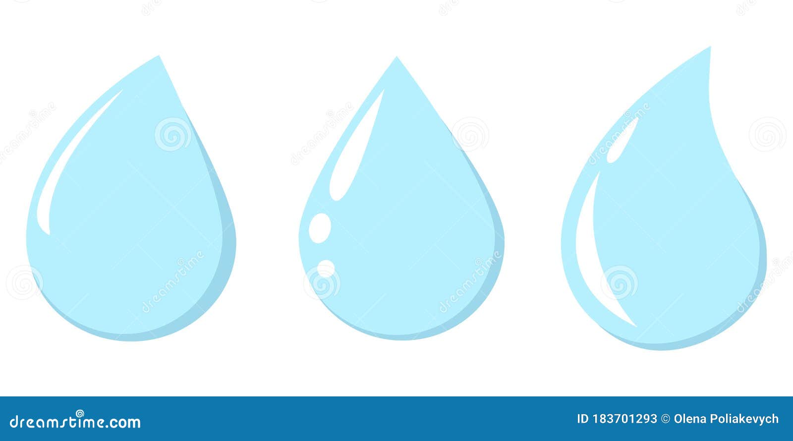Blue Water Drop Icon. Vector Image of Raindrop. Set of Logos Droplets ...