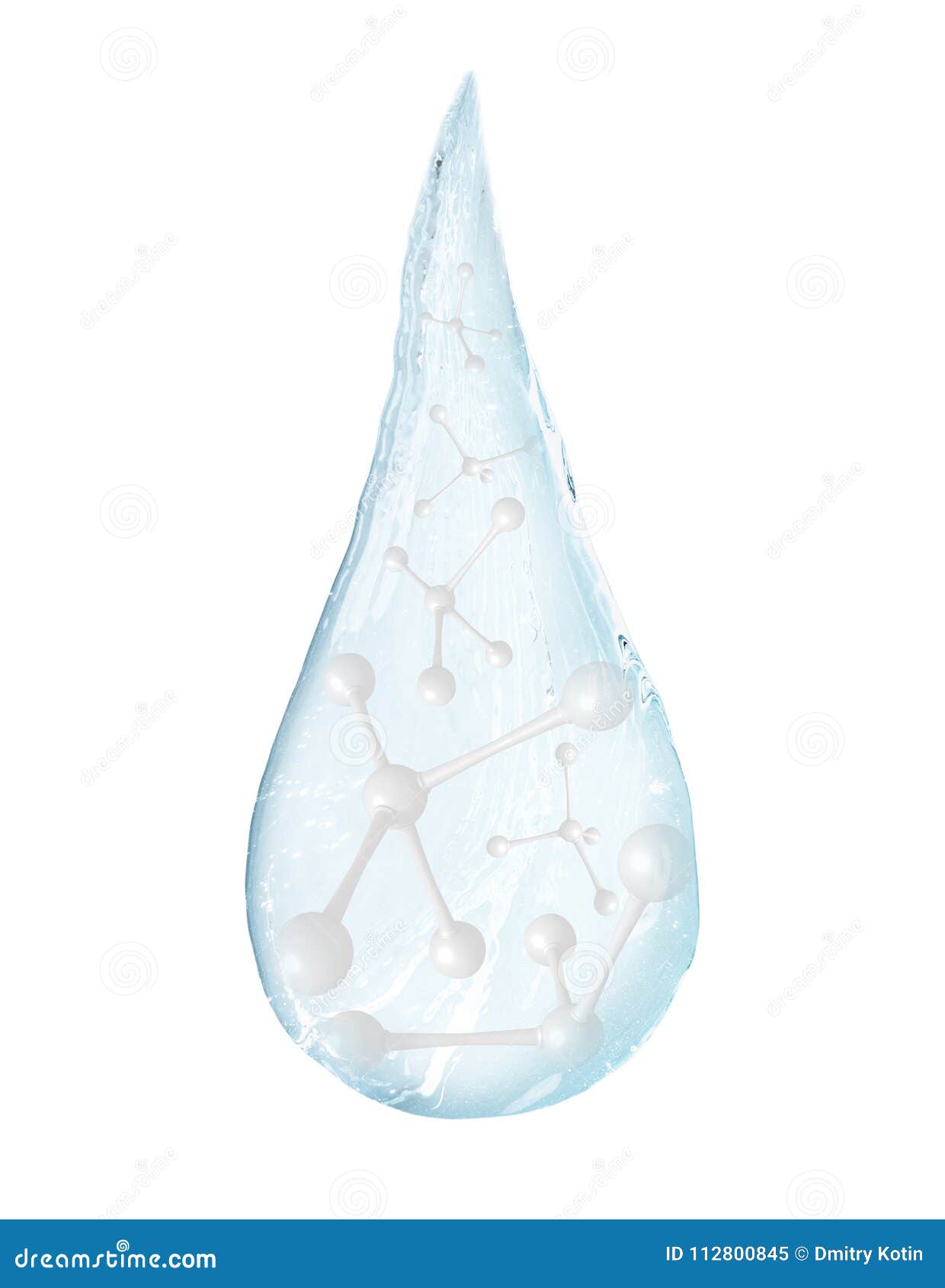 Blue Water Drop with Molecules Inside. 3d Rendering. Stock Image ...