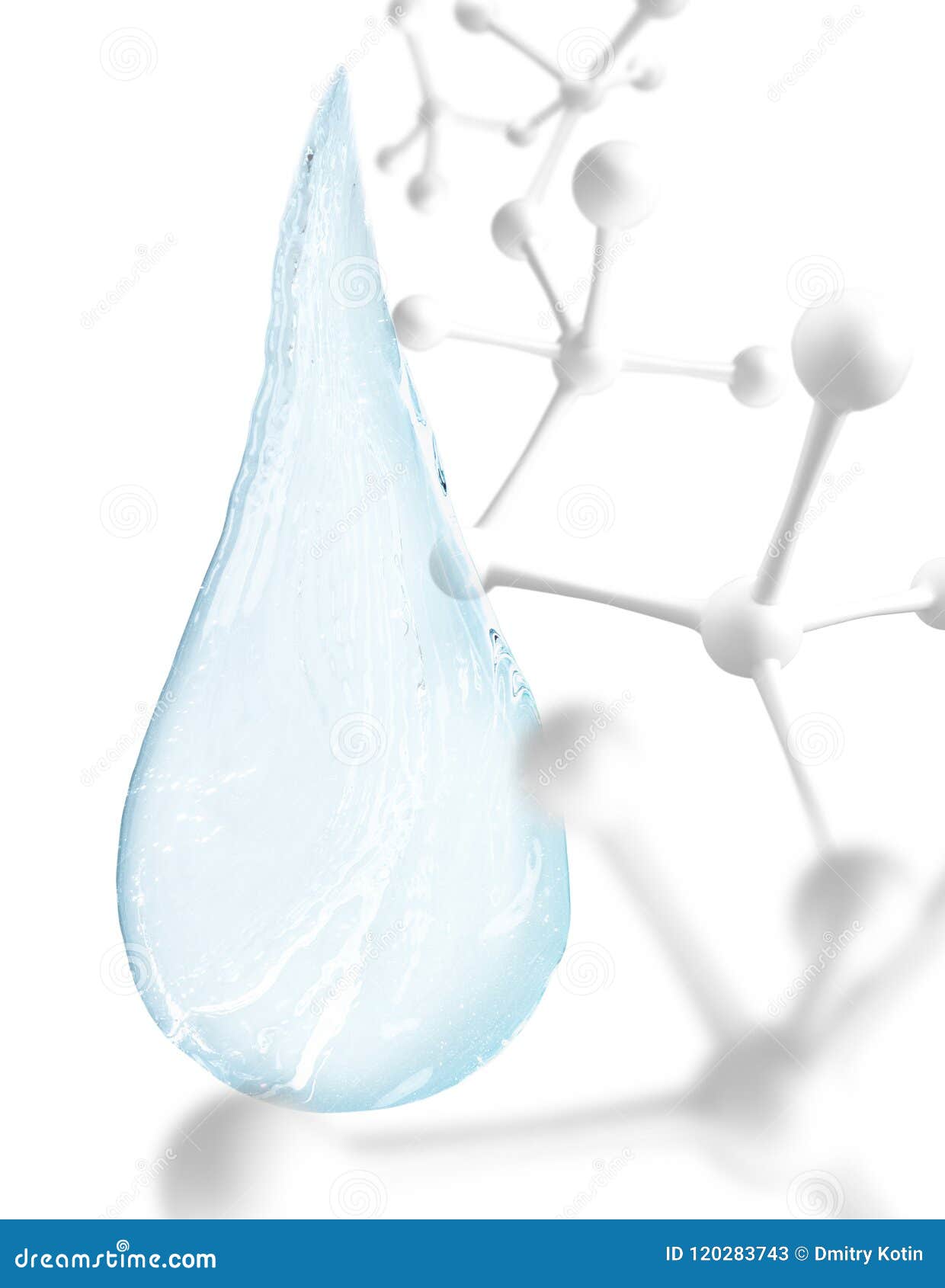Blue Water Drop with Molecules Inside. 3d Rendering. Stock Illustration ...
