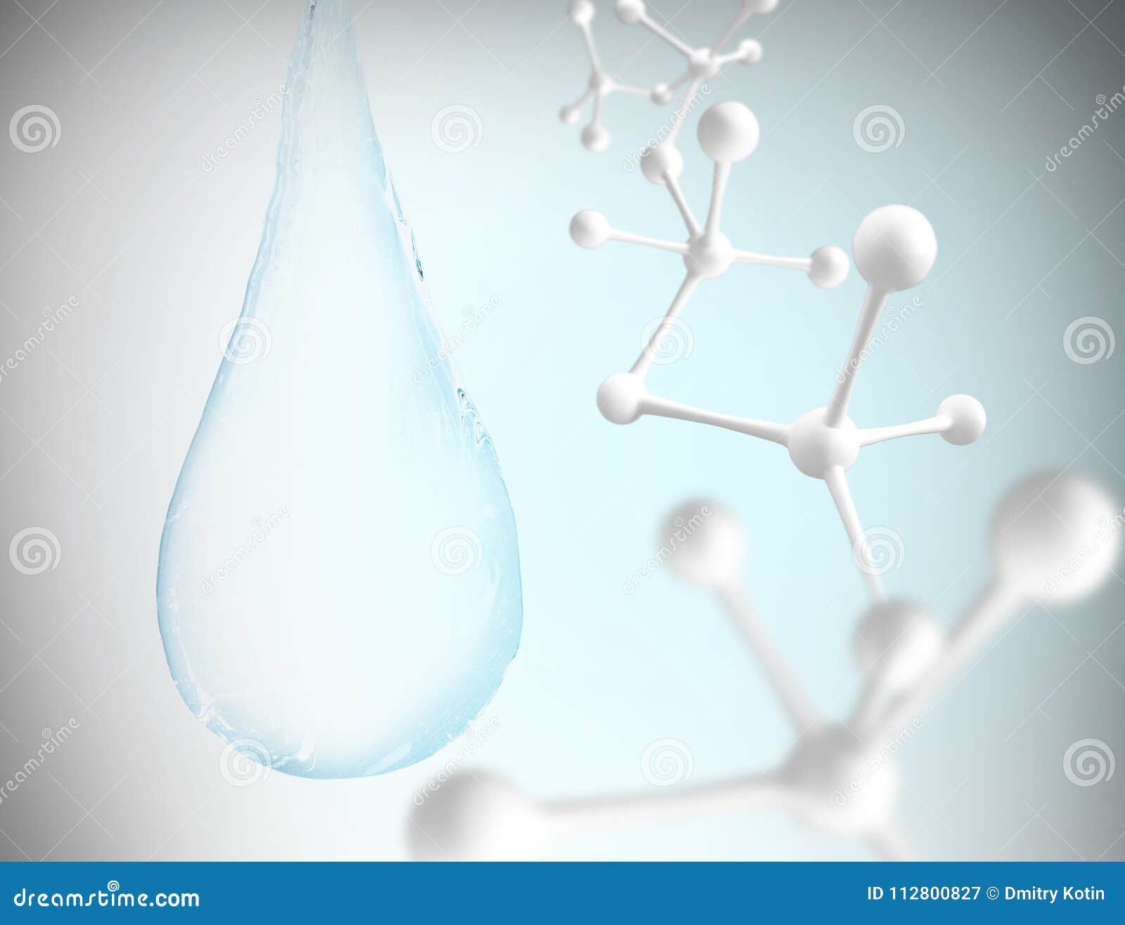 Blue Water Drop with Molecules Inside. 3d Rendering. Stock Image ...