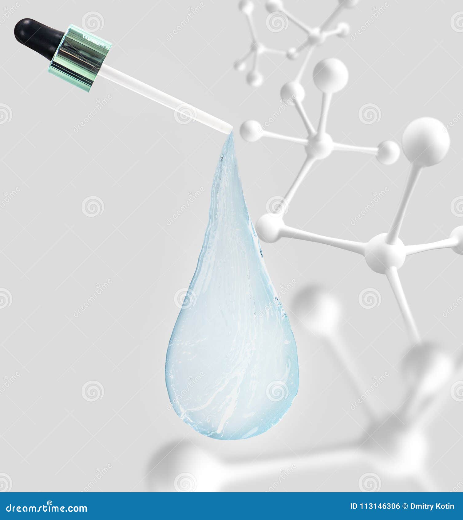 Blue Water Drop with Molecules Inside. 3d Rendering. Stock Photo ...