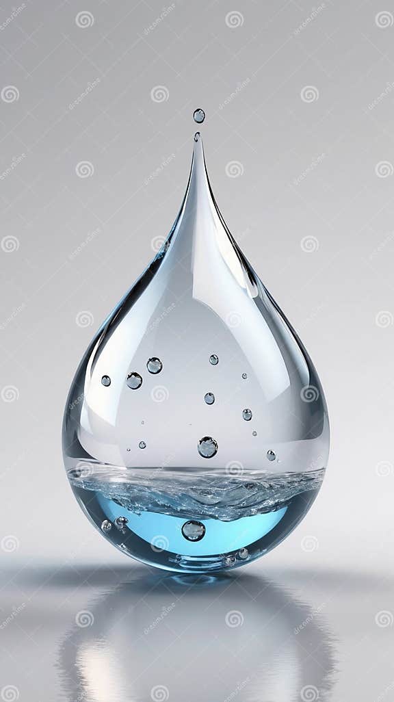Blue Water Drop Reflection Transparent on White Background Stock ...