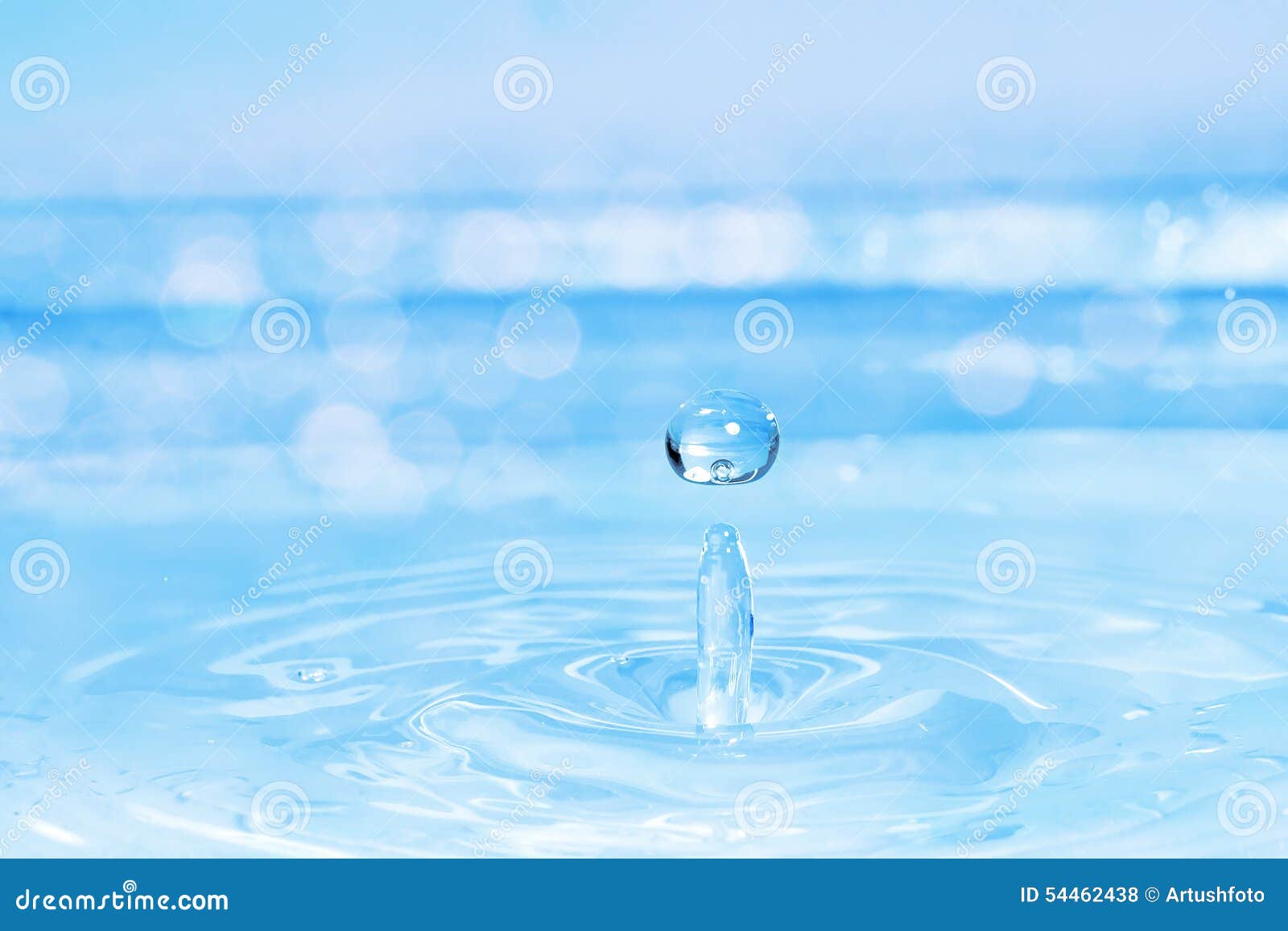 Blue Water Drop, Splash with Bokeh Stock Photo - Image of falling ...