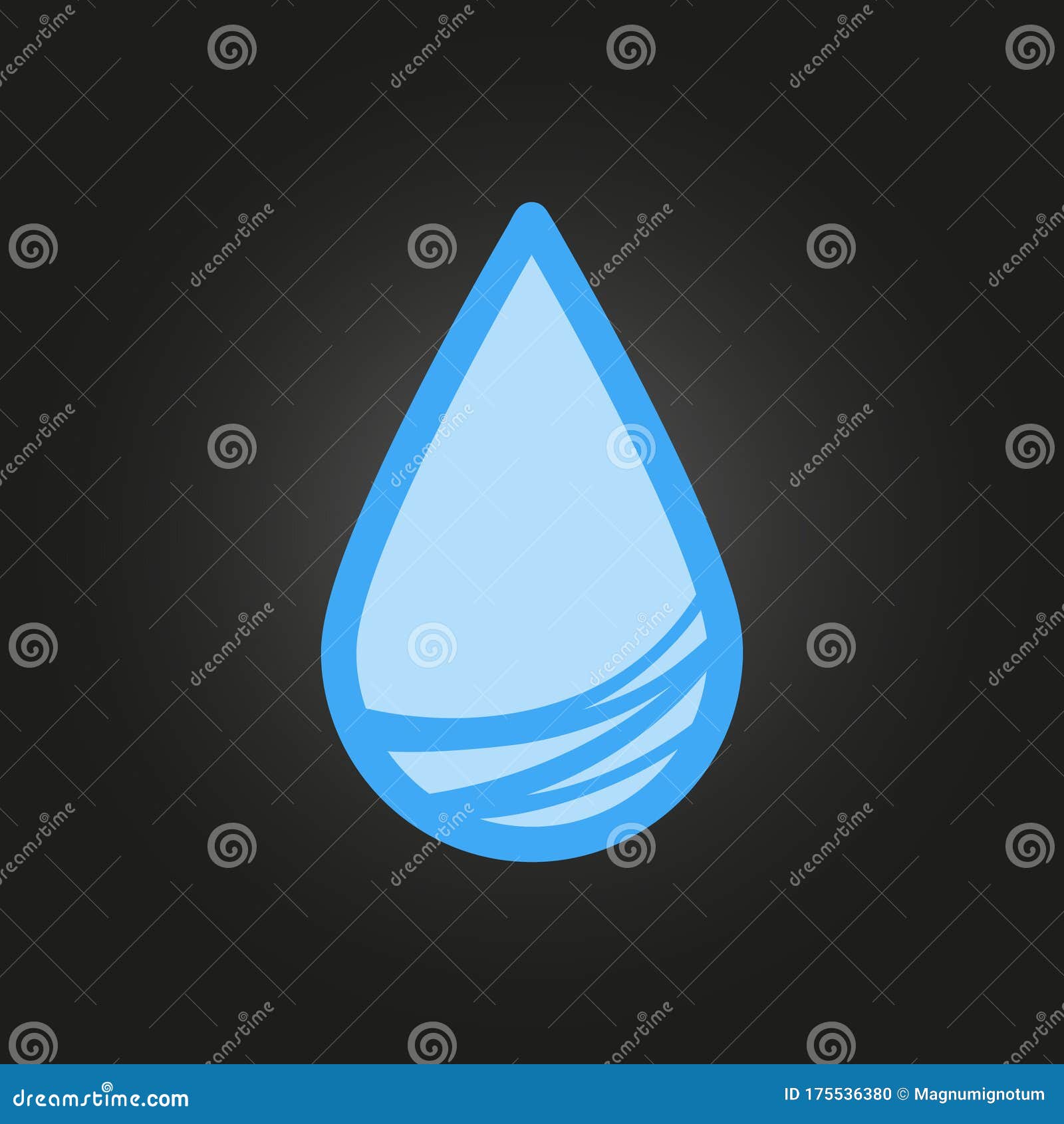Blue Water Drop Symbol on Black Backdrop Stock Vector - Illustration of ...