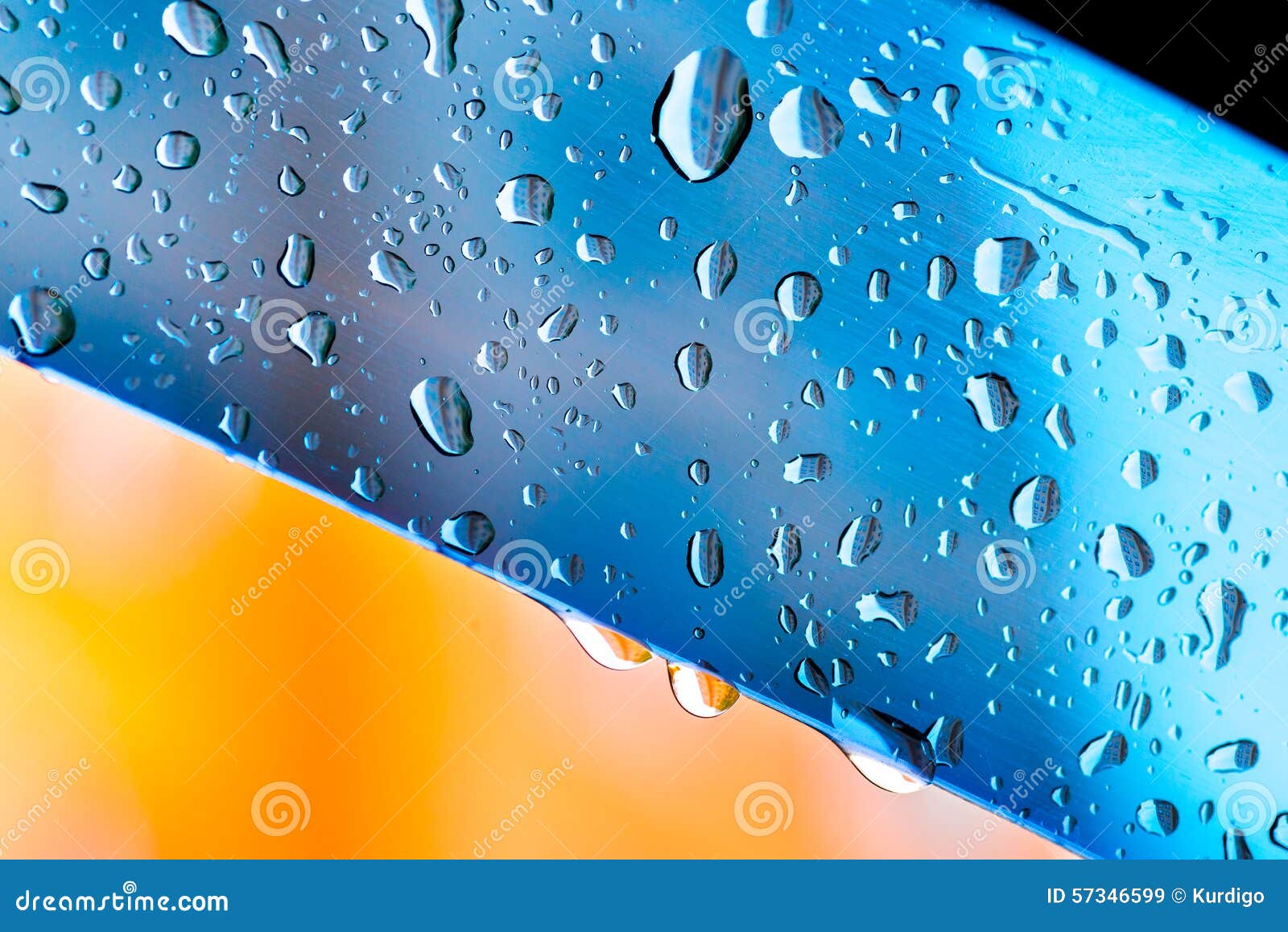 Blue water drops on glass stock image. Image of brick - 57346599