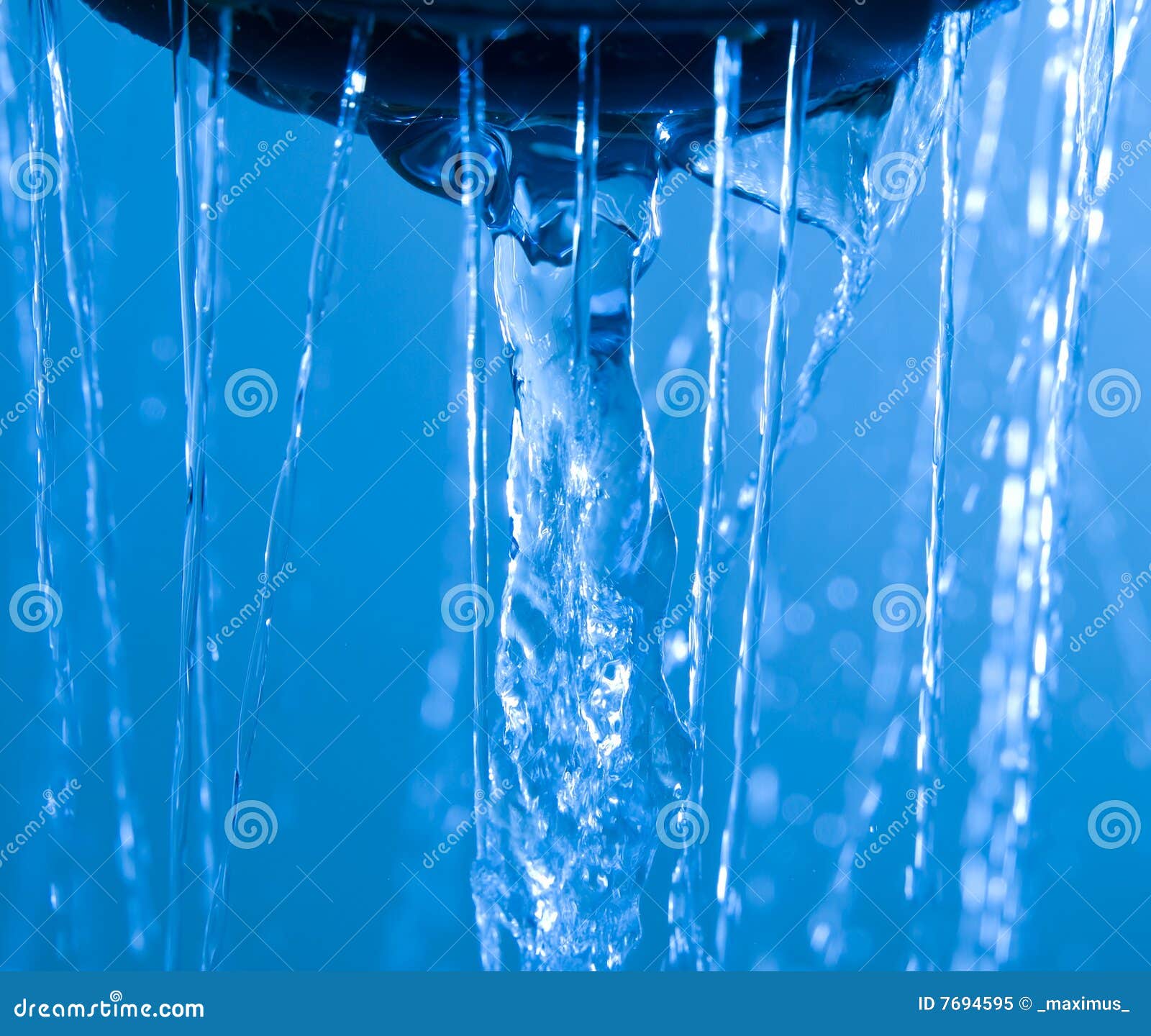 Blue water falling stock image. Image of refreshment, close - 7694595