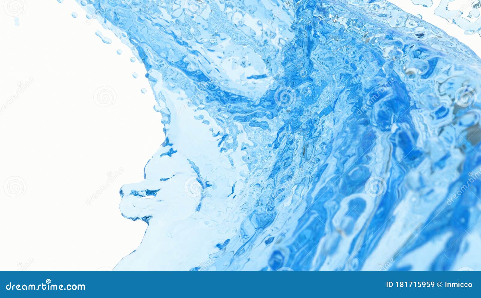 Blue Water Flow Colored Splashing Isolated Abstract on White Background ...