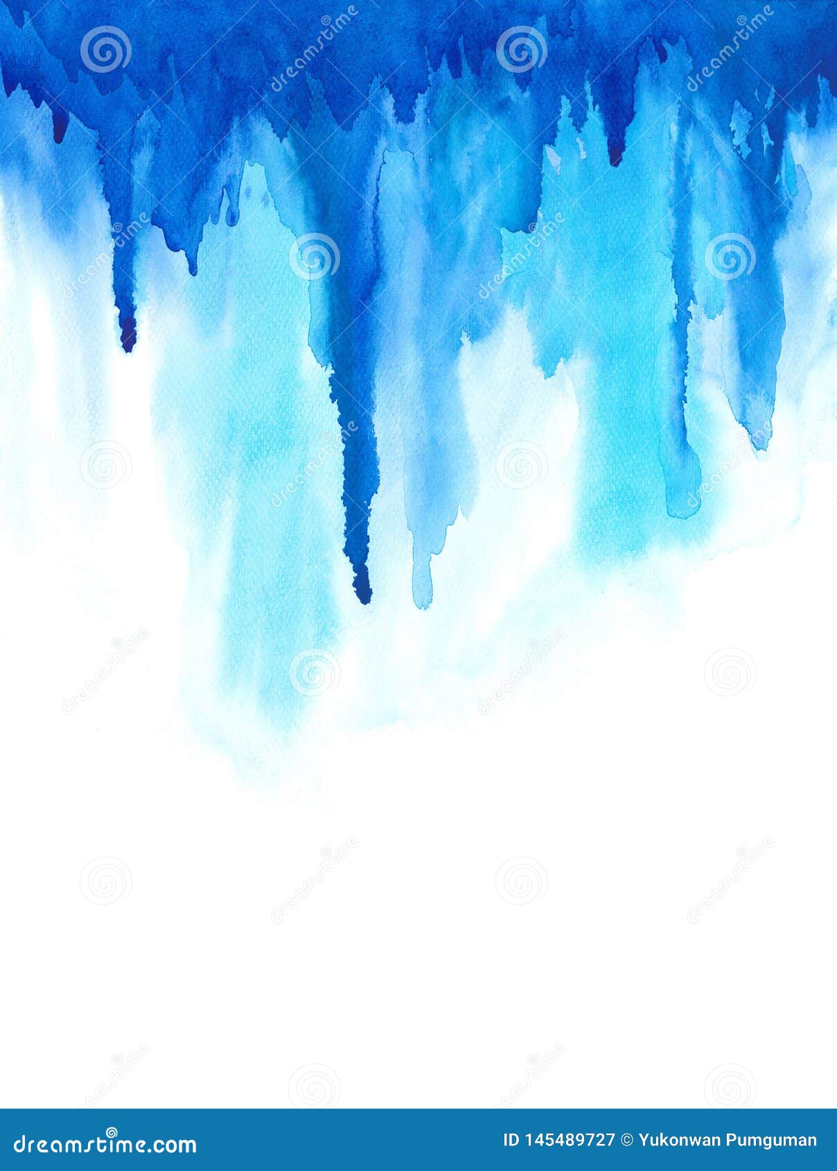Blue Water Flowing on White Background, Abstract Watercolor ...