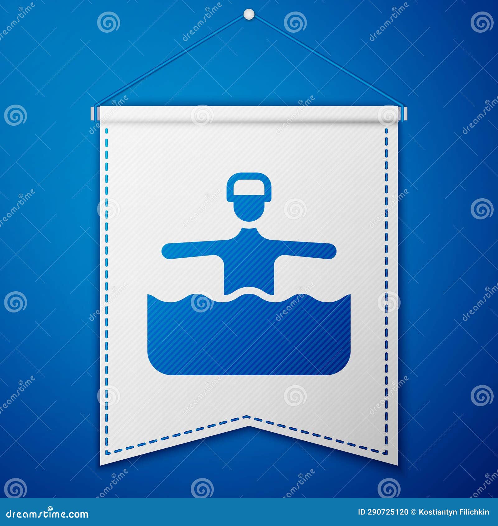 Blue Water Gymnastics Icon Isolated on Blue Background. White Pennant ...