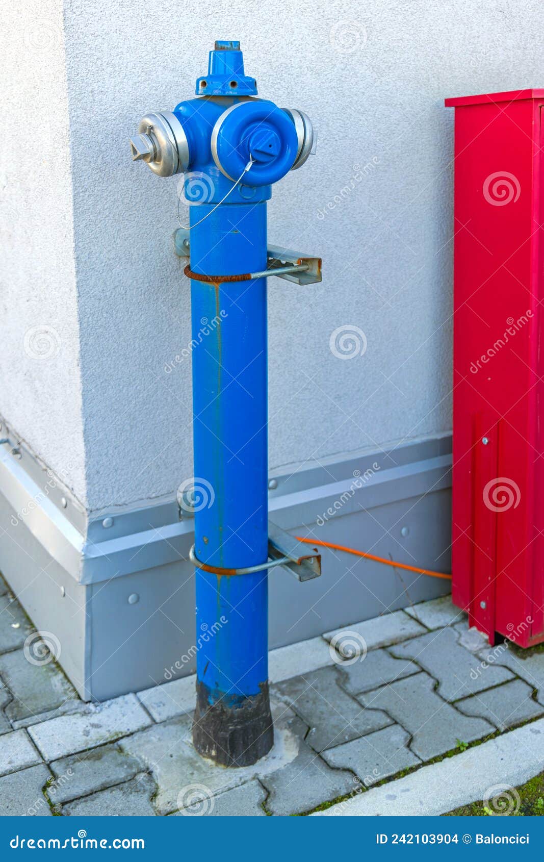 Blue Water Hydrant Pipe stock photo. Image of blue, wire - 242103904