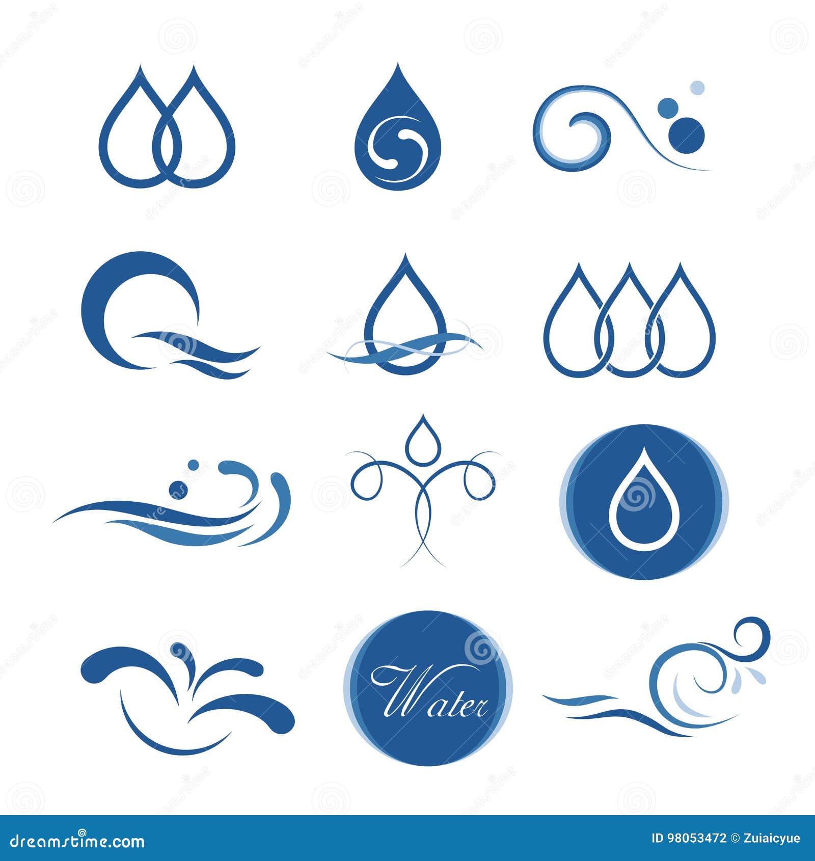 Blue water icons stock vector. Illustration of design - 98053472