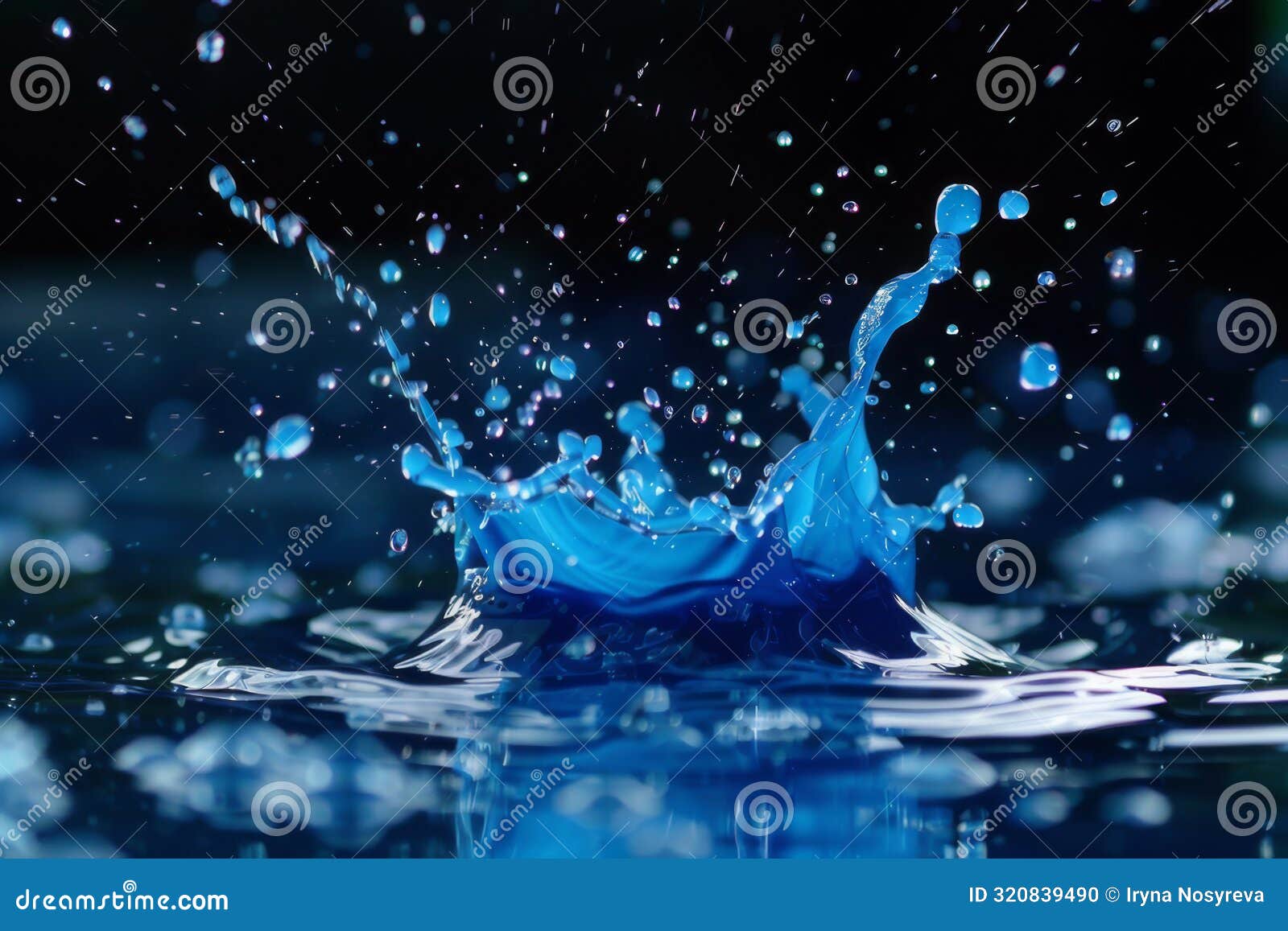 Blue Water Liquid Splash and Drops. Generated by AI Stock Illustration ...