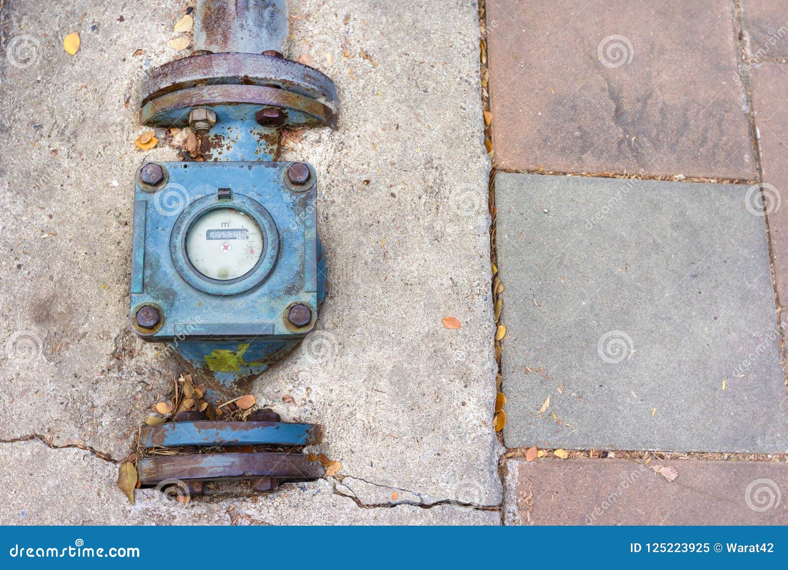 Blue water meter closeup stock image. Image of background - 125223925